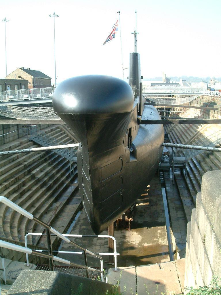 Oberon-class submarine HMS Ocelot in permanent drydock as a museum ship at the Chatam Dockyard ...