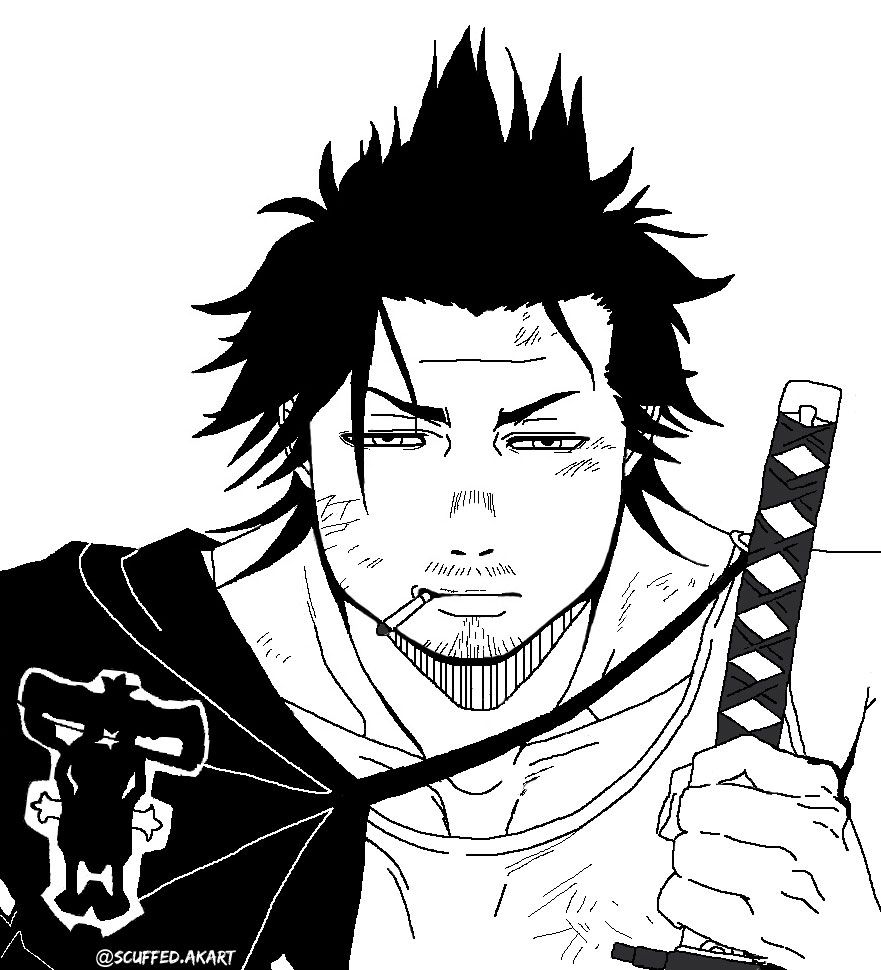 [OC] A drawing of Yami Sukehiro. [IG: scuffed.akart] | Scrolller