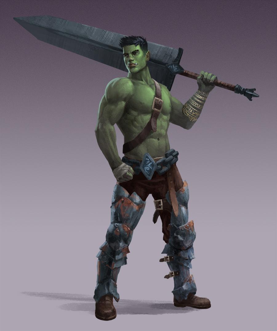 [OC] Half Orc Barbarian Commission | Scrolller