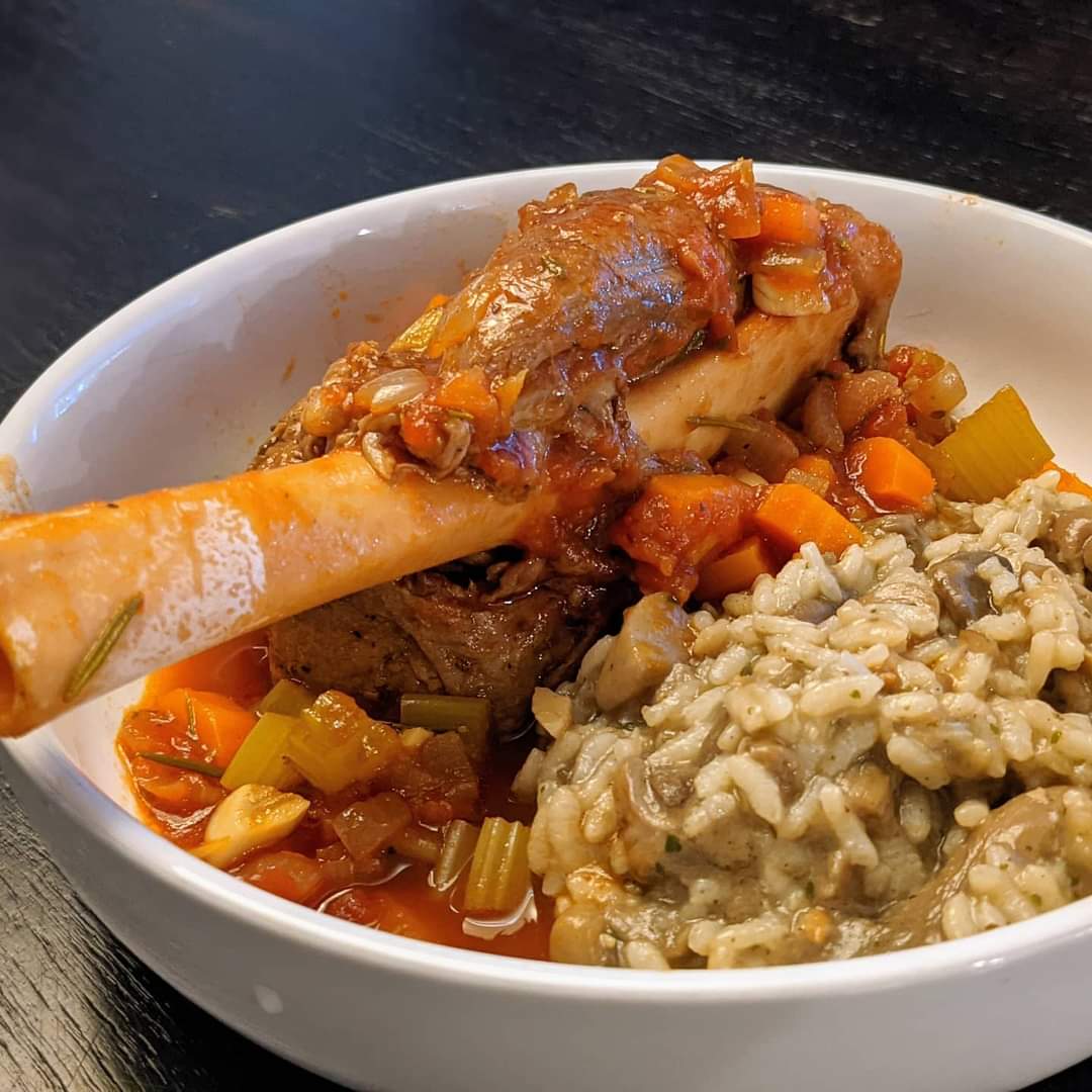 [OC] Homemade Lamb Shank Osso Buco with Mushroom Risotto for Dinner | Scrolller