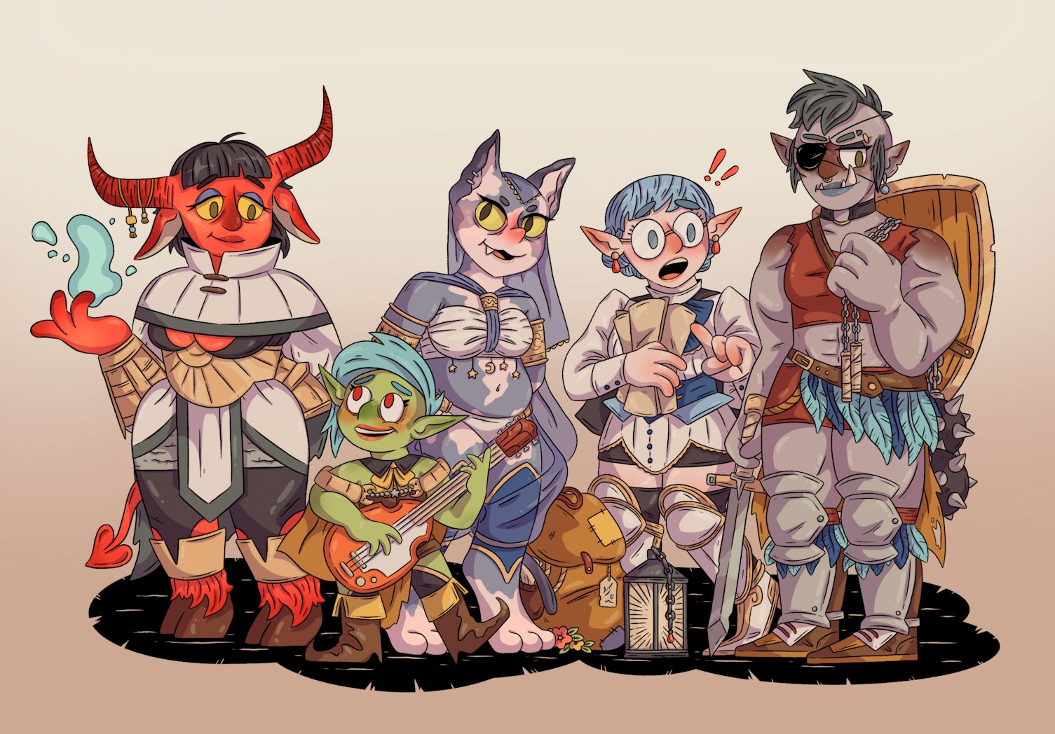 [OC] Was commissioned to draw this awesome DnD party! | Scrolller