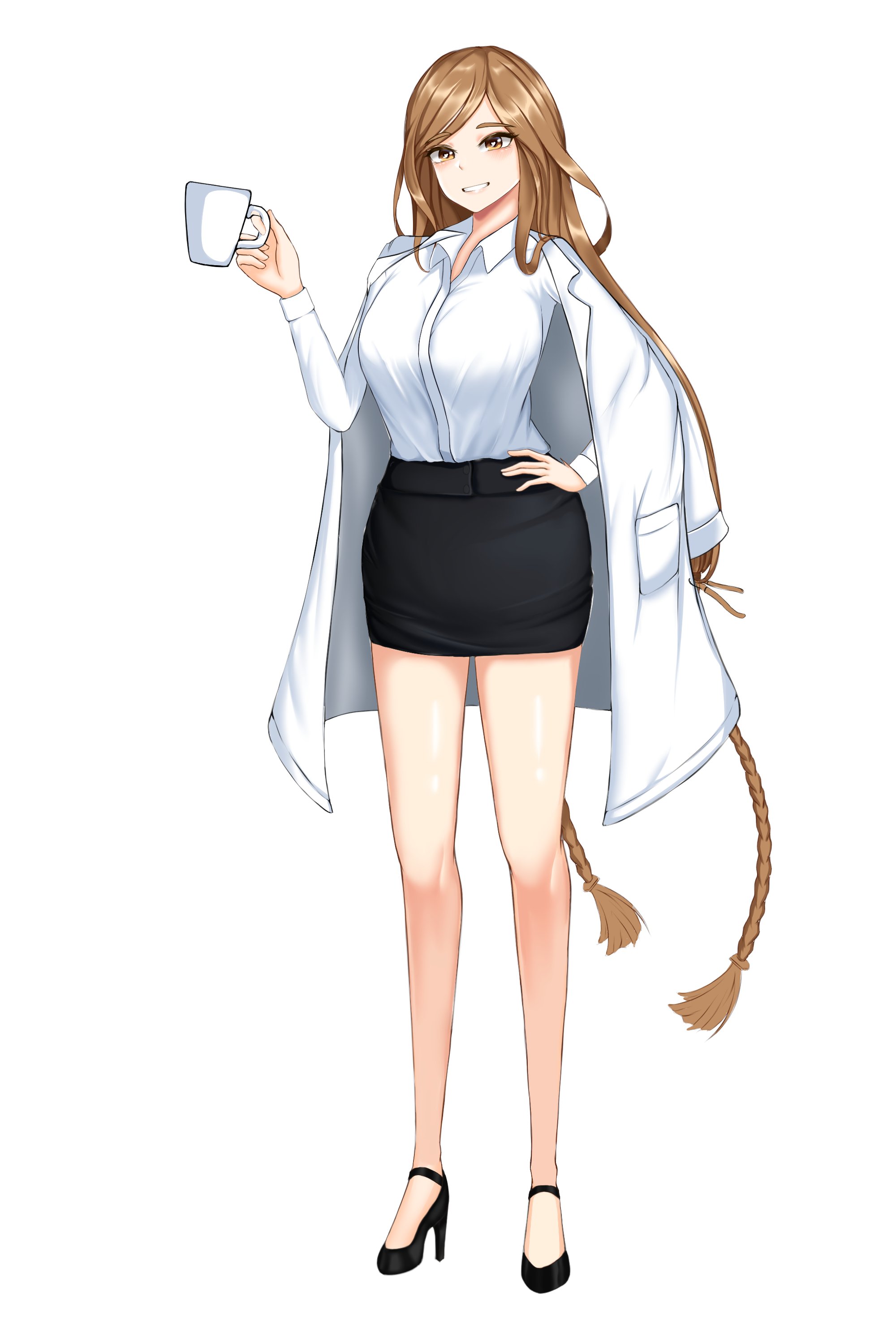Office lady in a lab coat | Scrolller