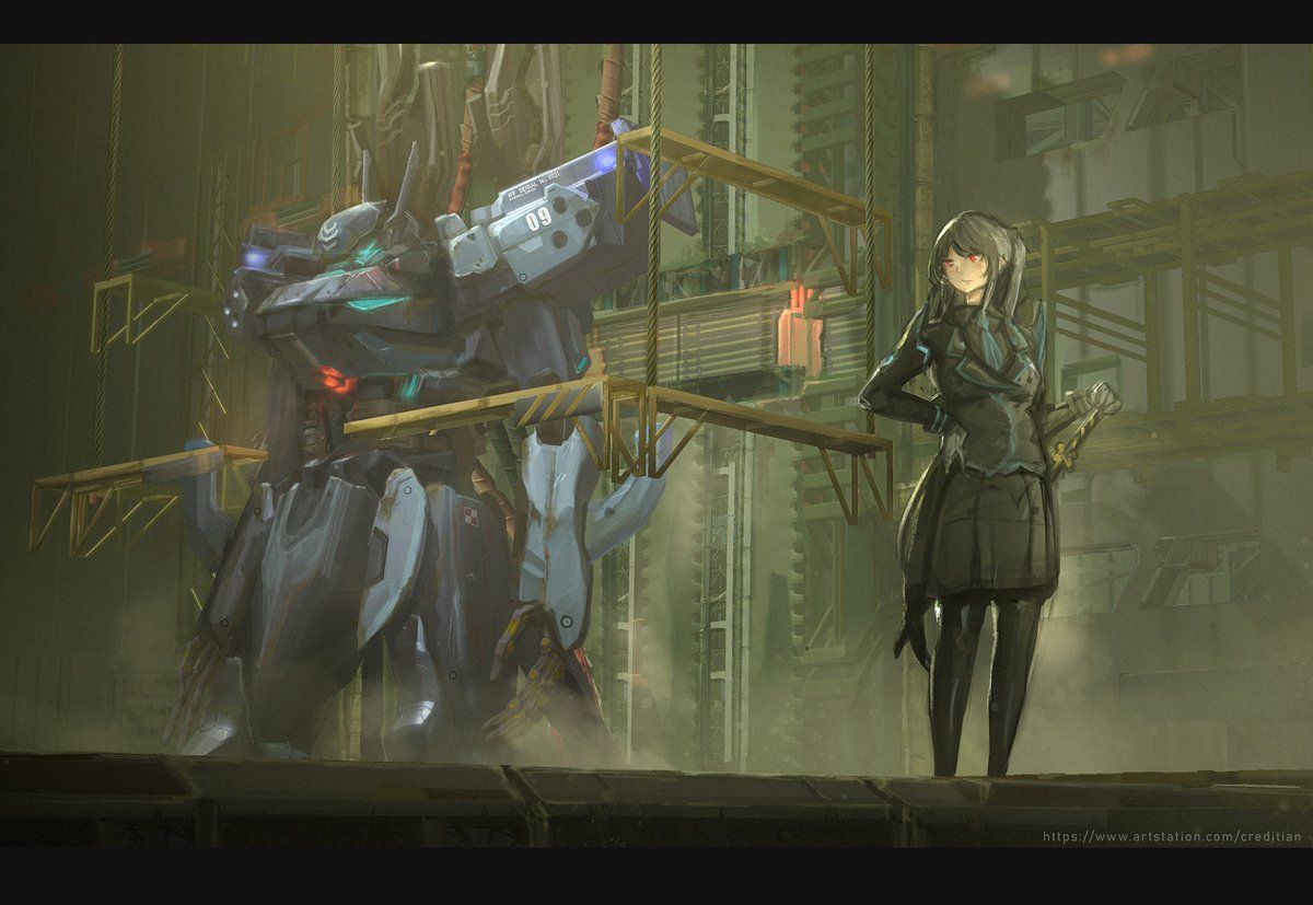 Officer and her Battle Robot (Art by @mobiusu14) | Scrolller