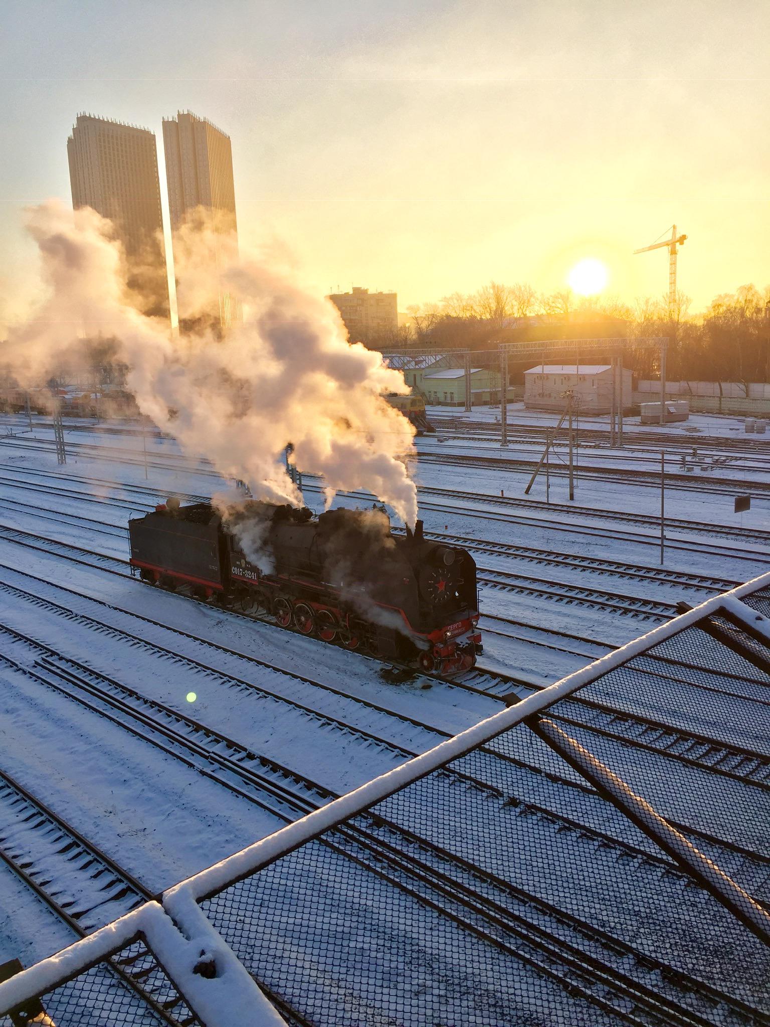 Old steam powered locomotive in Moscow | Scrolller