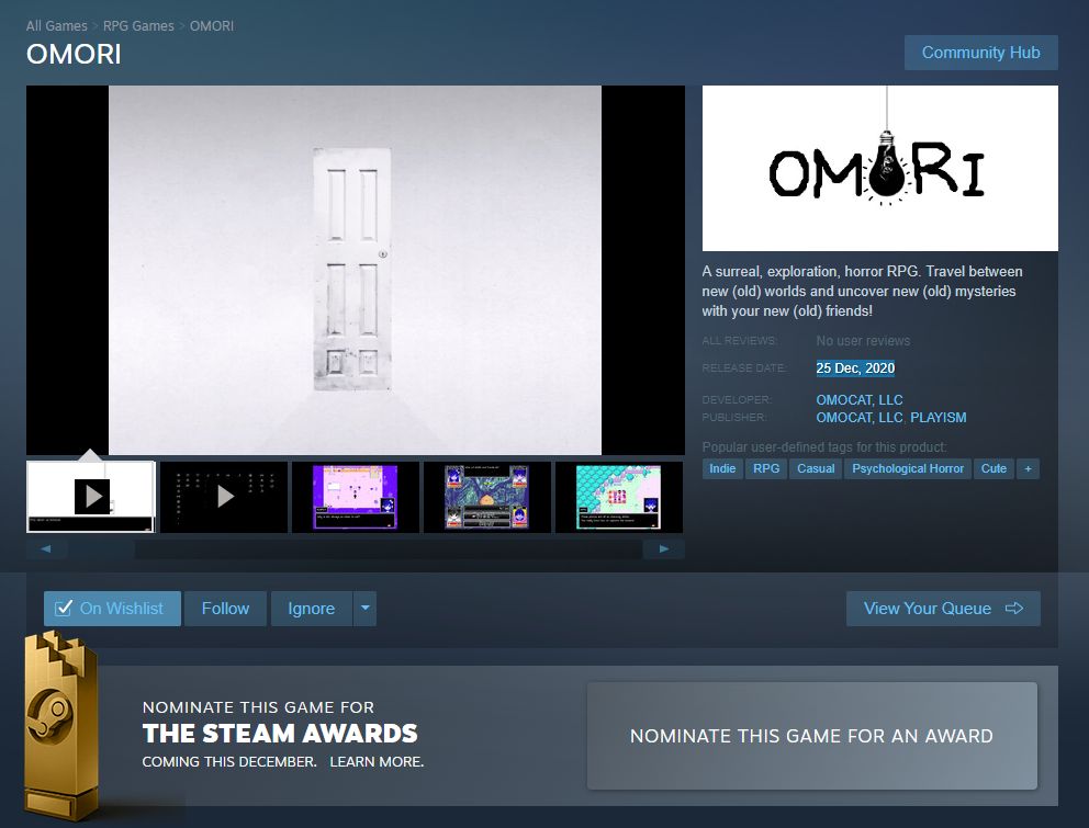 OMORI Steam Page updated to reflect the new release date. | Scrolller