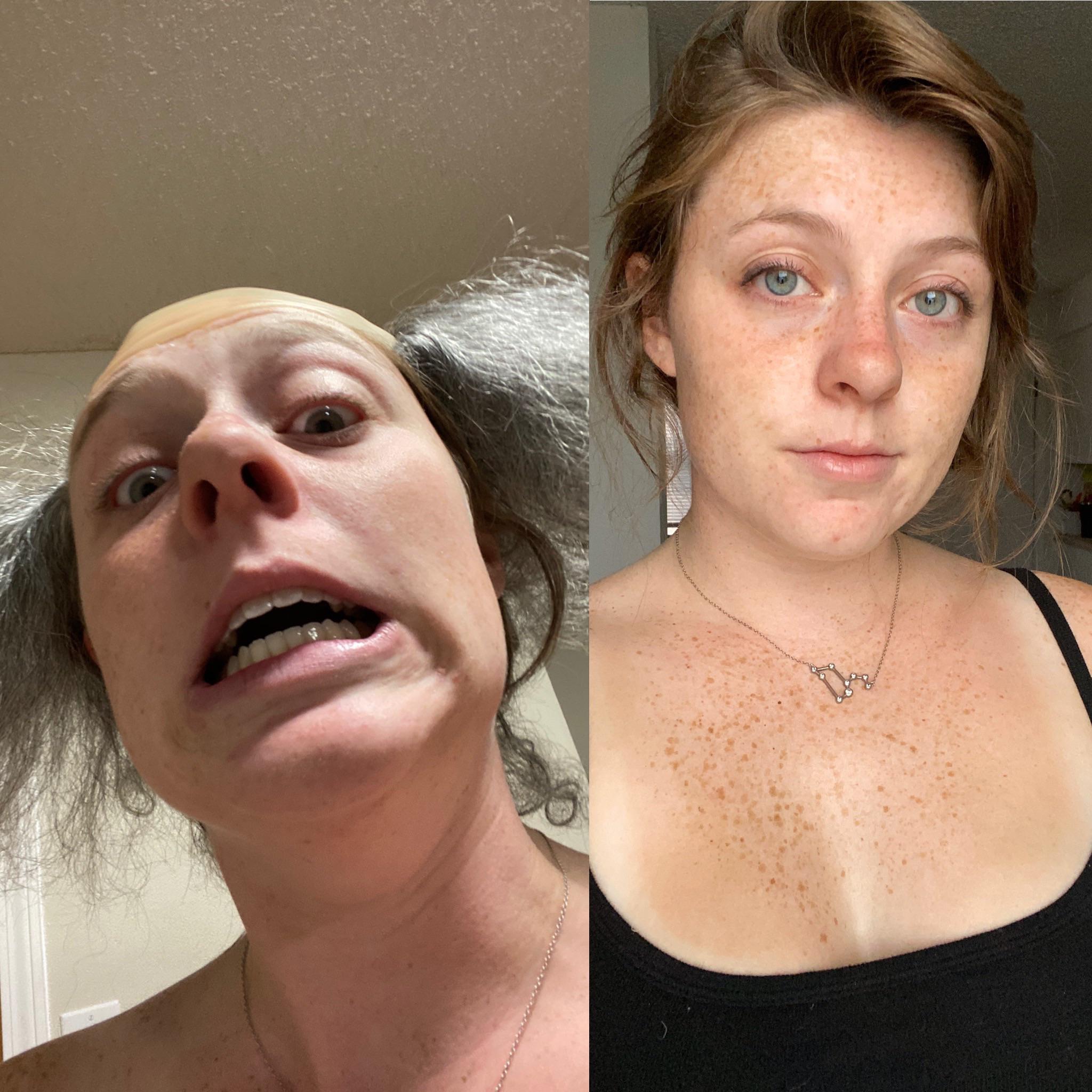 One bald cap/wig later. | Scrolller