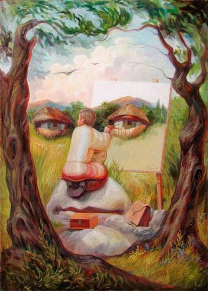 optical illusions, painting, by Oleg Shuplyak, 2015, 720 × 1006 | Scrolller