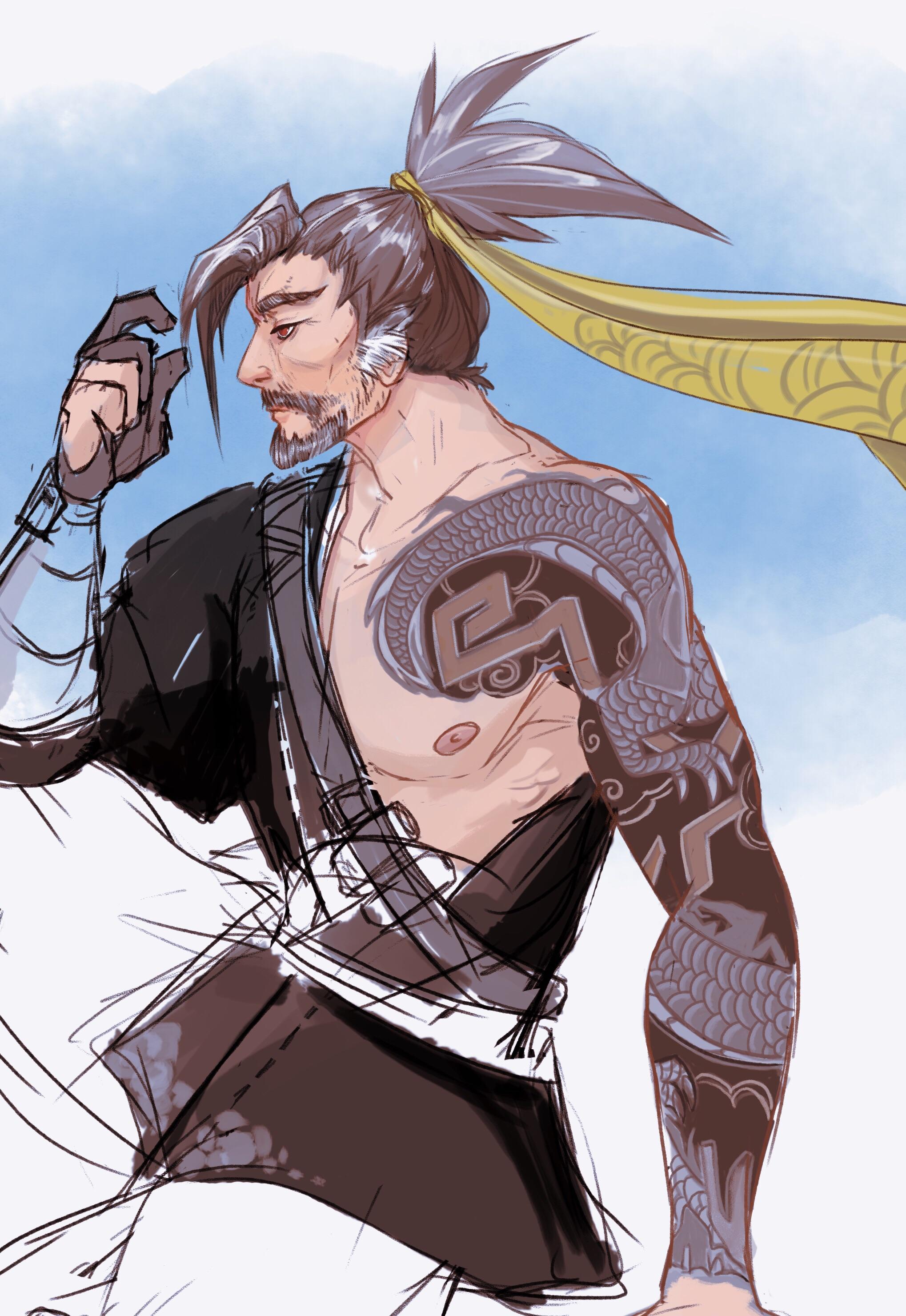 [Original] Old Man, Hanzo WIP | Scrolller