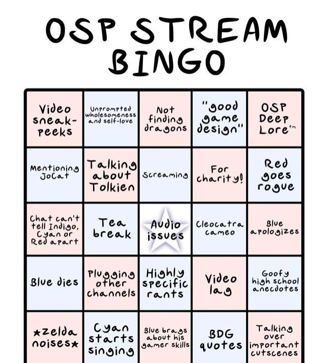 OSP Stream Bingo, from the Twitter | Scrolller