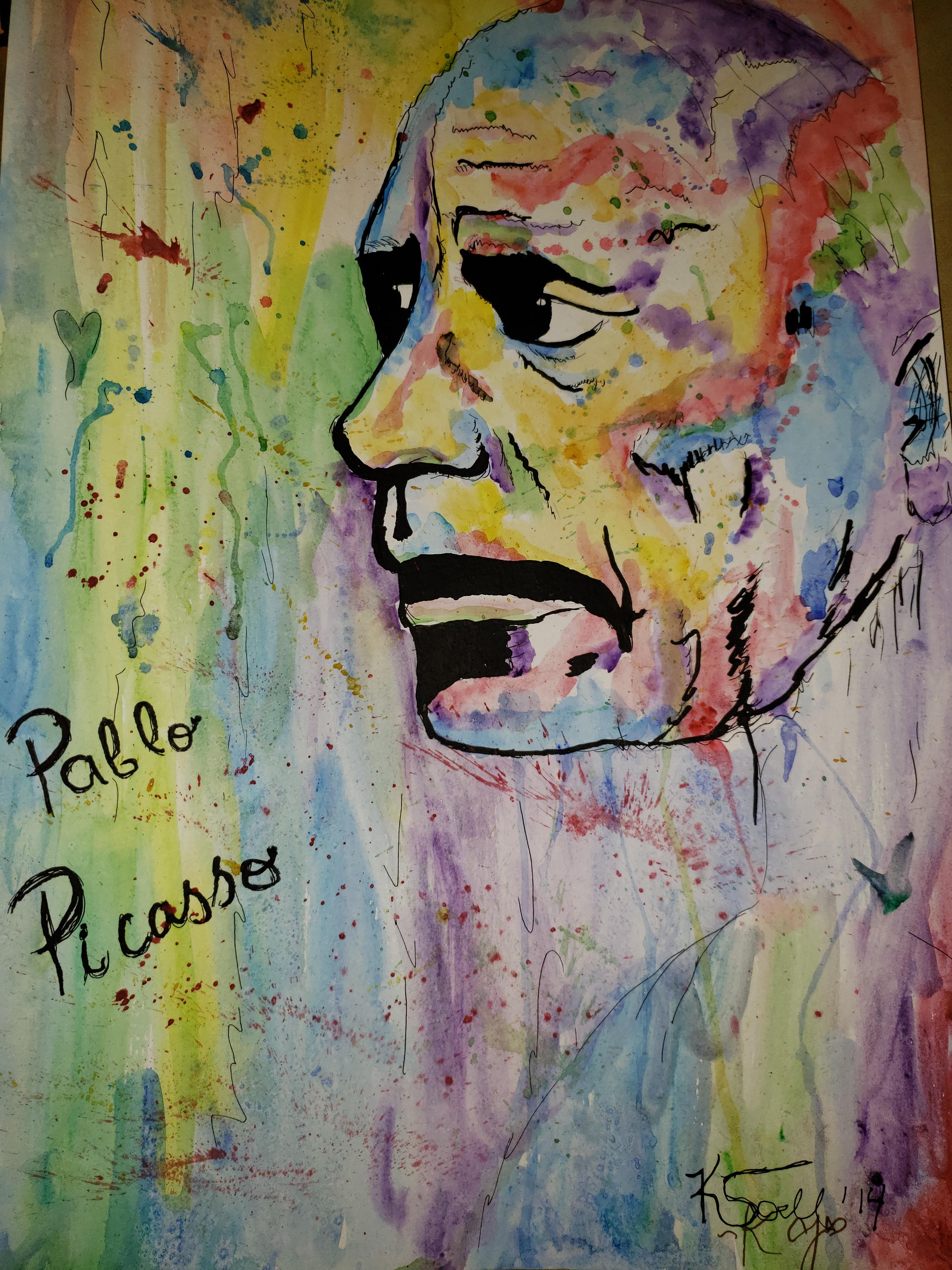 Pablo Picasso. Watercolour and ink pen. Cold press paper. 2014 | Scrolller