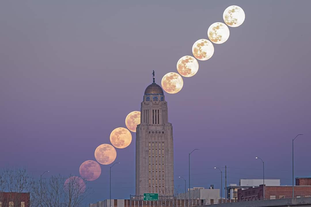 Pink Supermoon over Lincoln. Credit to Patrick Kohout | Scrolller