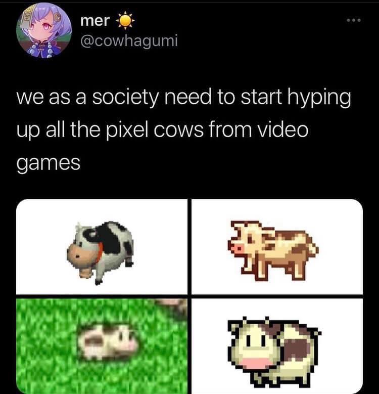 Pixel Cows! (Not my tweet) | Scrolller
