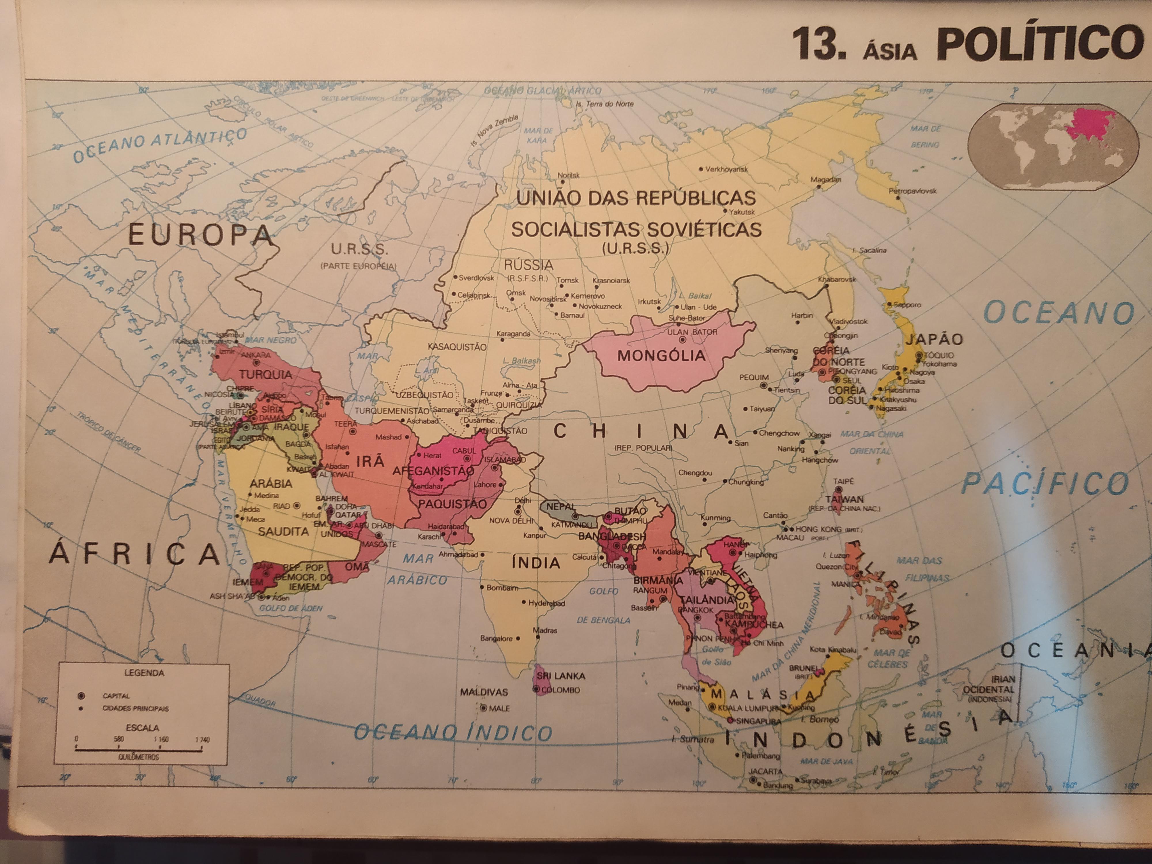 Political map of Asia - 1983 Brazilian map | Scrolller