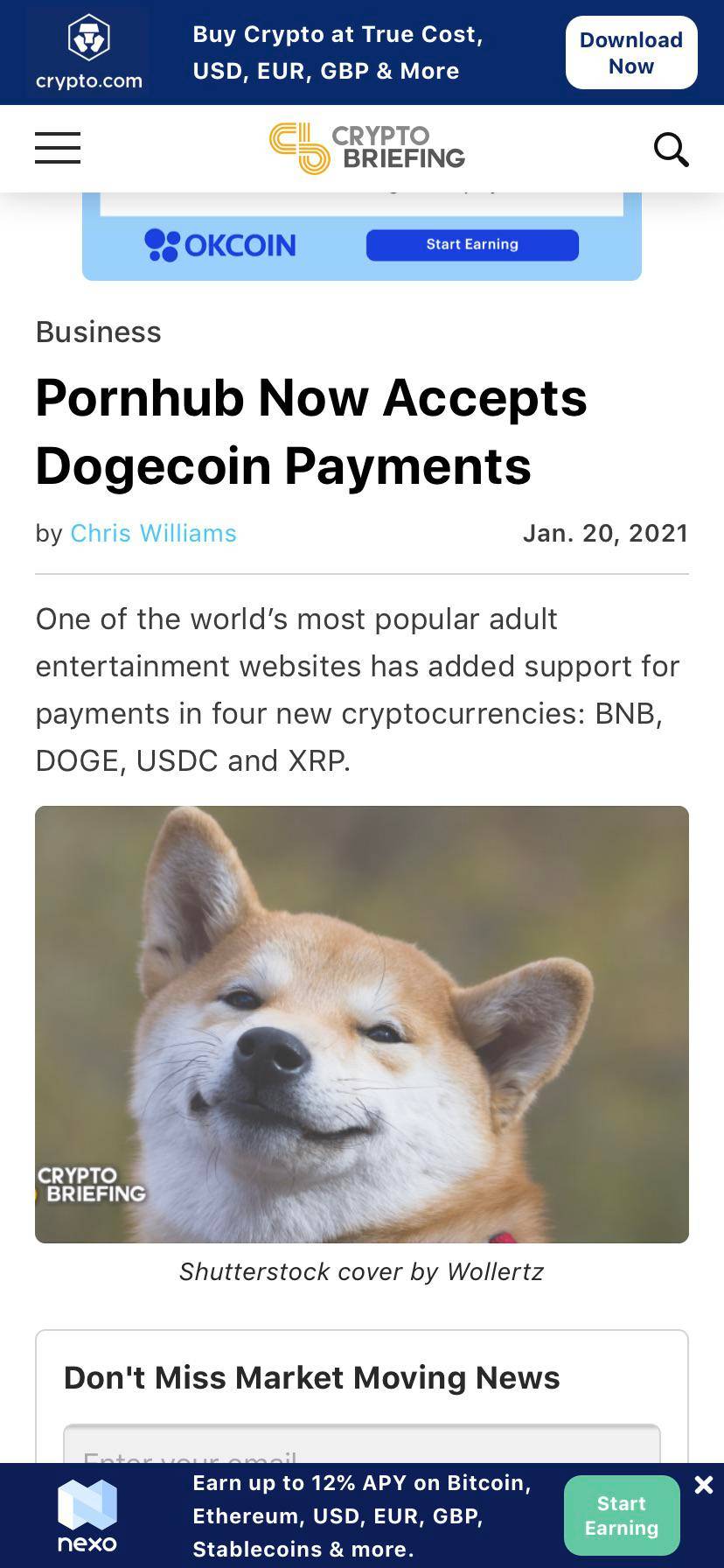 PORNHUB ACCEPTS DOGECOIN AS PAYMENT | Scrolller