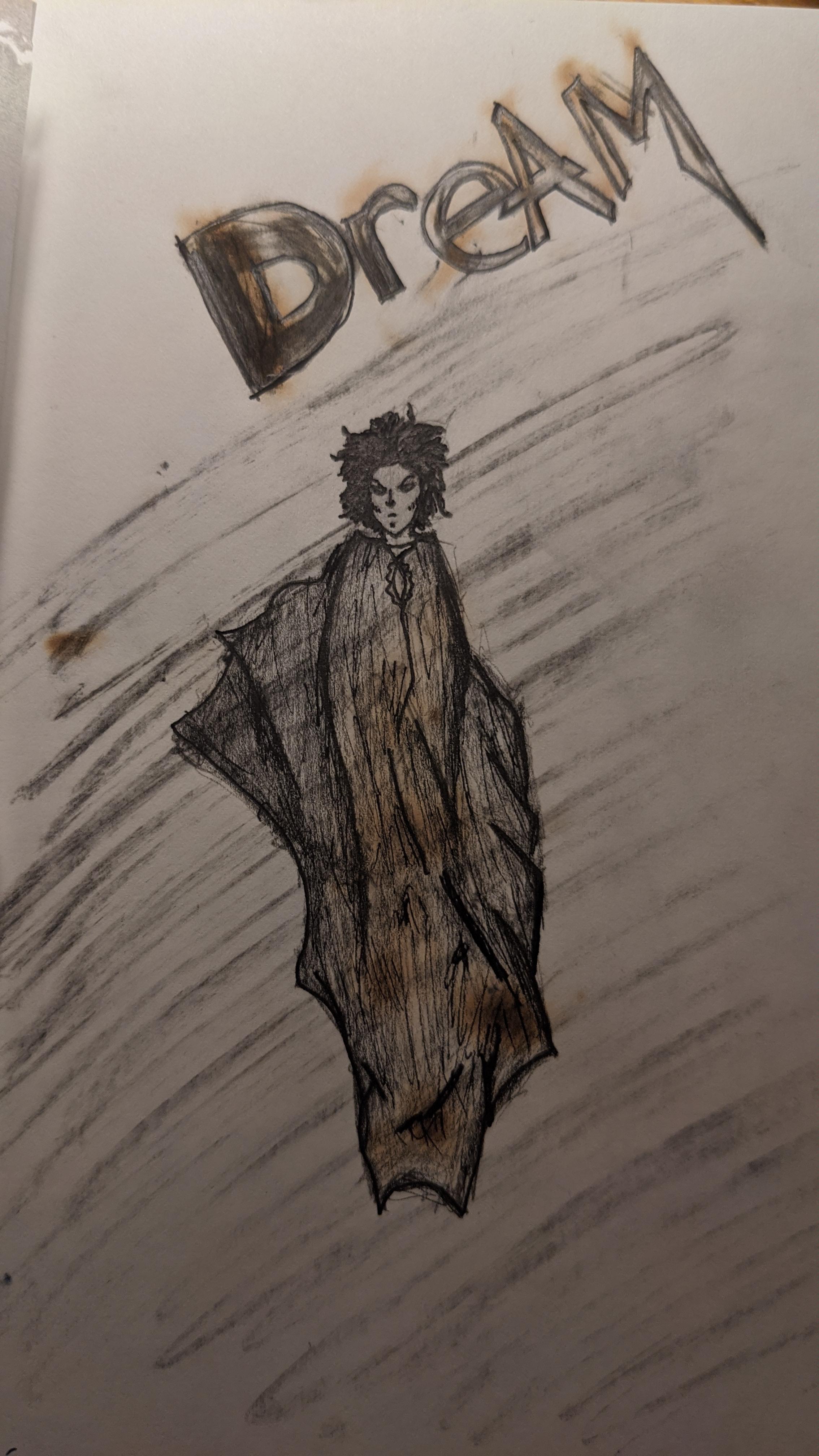 Posting my charcoal and fire drawing of Dream for my cake day. | Scrolller