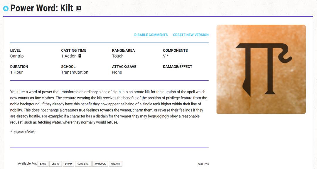 Power Word: Kilt | Scrolller