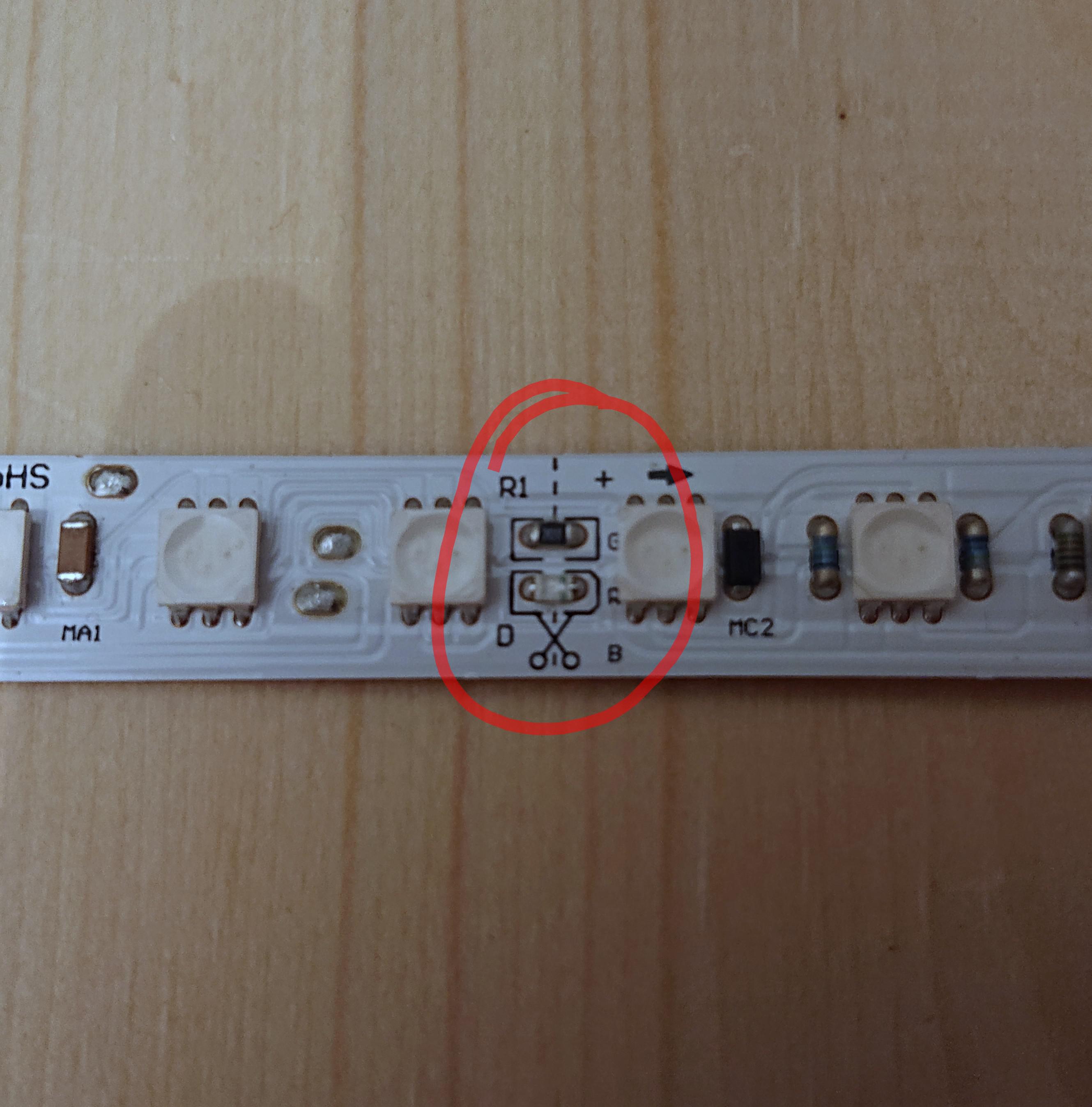 Purpose of components on cut place of led strips | Scrolller