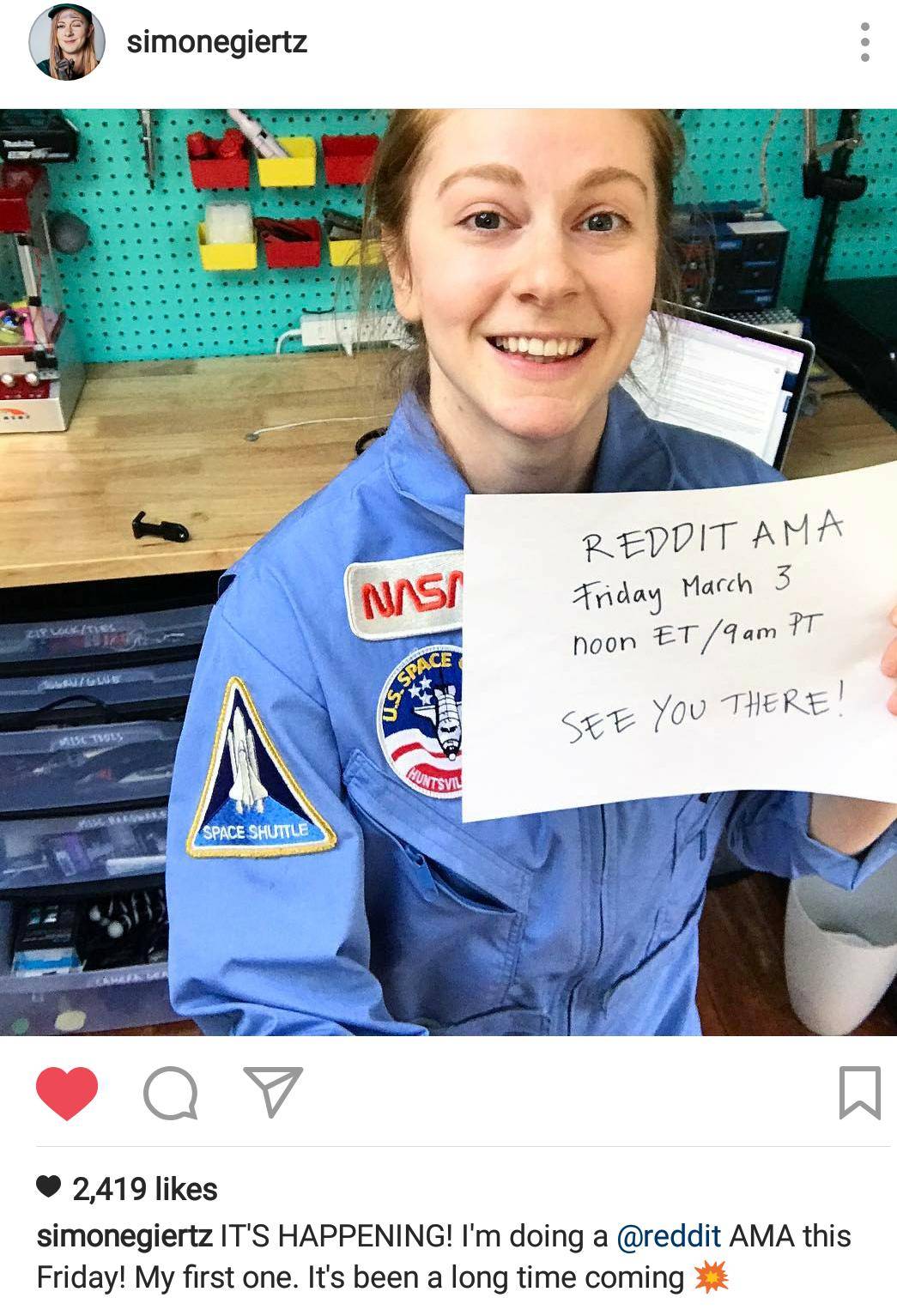 Queen of shitty robots, /u/simsalapim AKA Simone Giertz, is holding an AMA Friday! | Scrolller