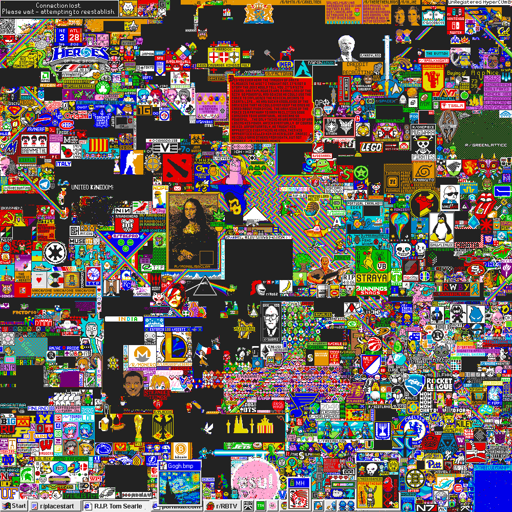 r/place, without the space occupied by flags | Scrolller