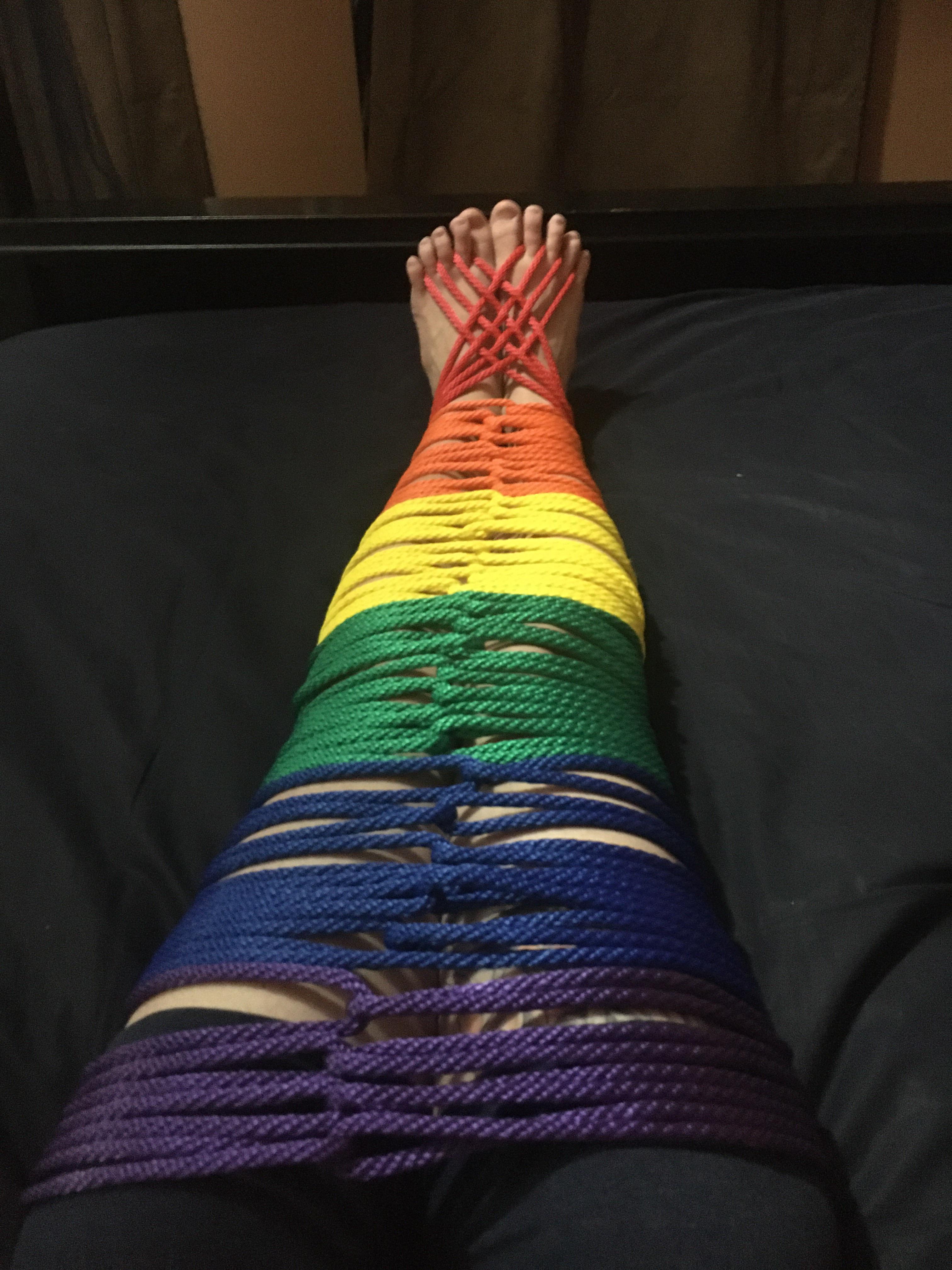 Rainbow rope mummification. 180ft of rope~ | Scrolller