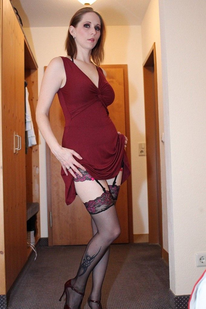 Red dress, stockings, heels, and butter | Scrolller