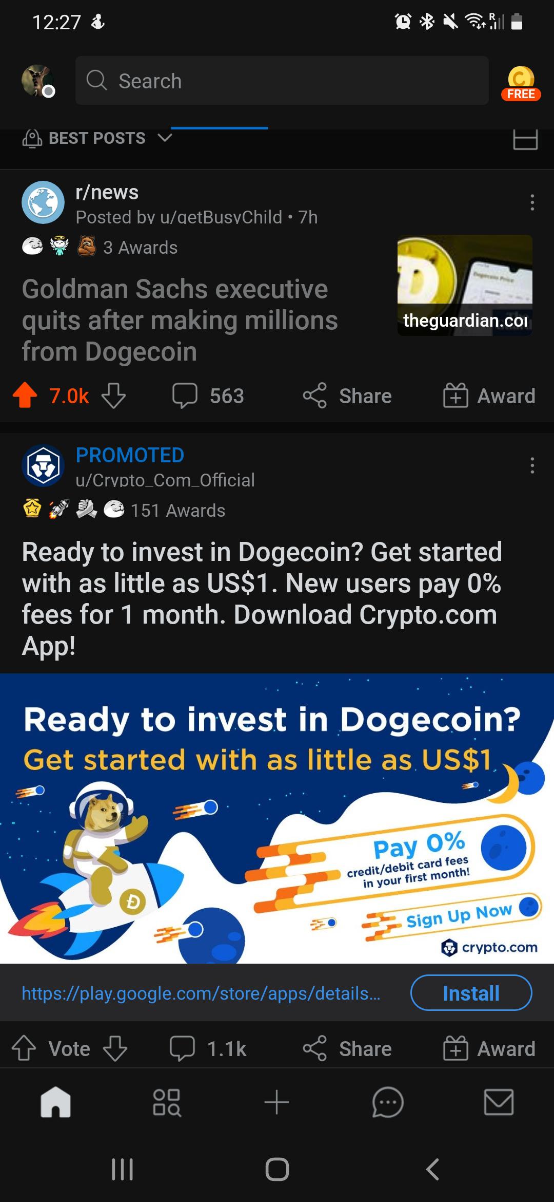 Reddit aggressively advertising doge (under that article no less...) | Scrolller
