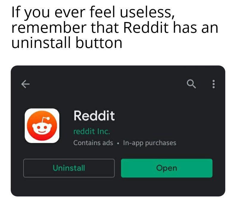 Reddit is so good guys uninstall is useless | Scrolller