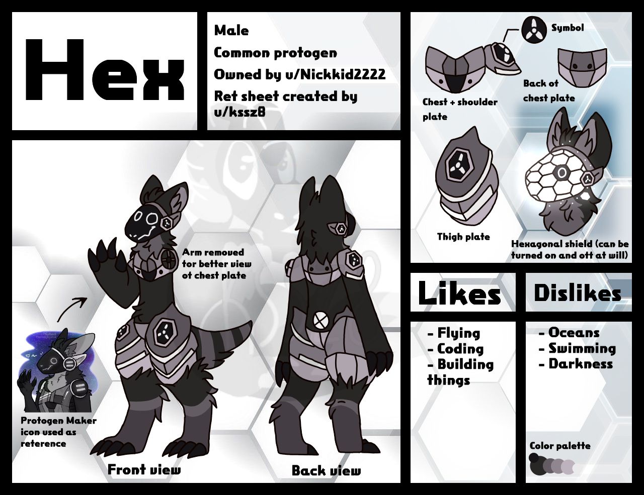 Ref sheet for u/Nickkid2222 and their proto OC Hex [art by me] | Scrolller