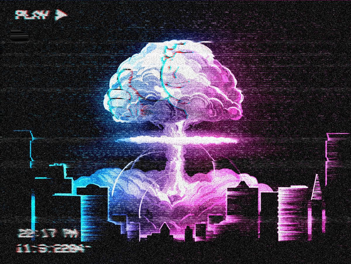 Retrowave Atomic explosion | Scrolller