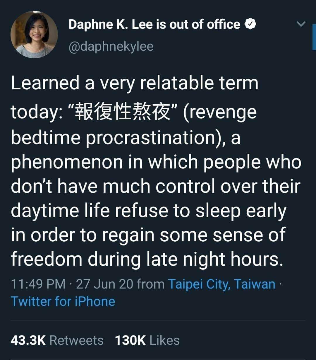 Revenge bedtime procrastination | Scrolller