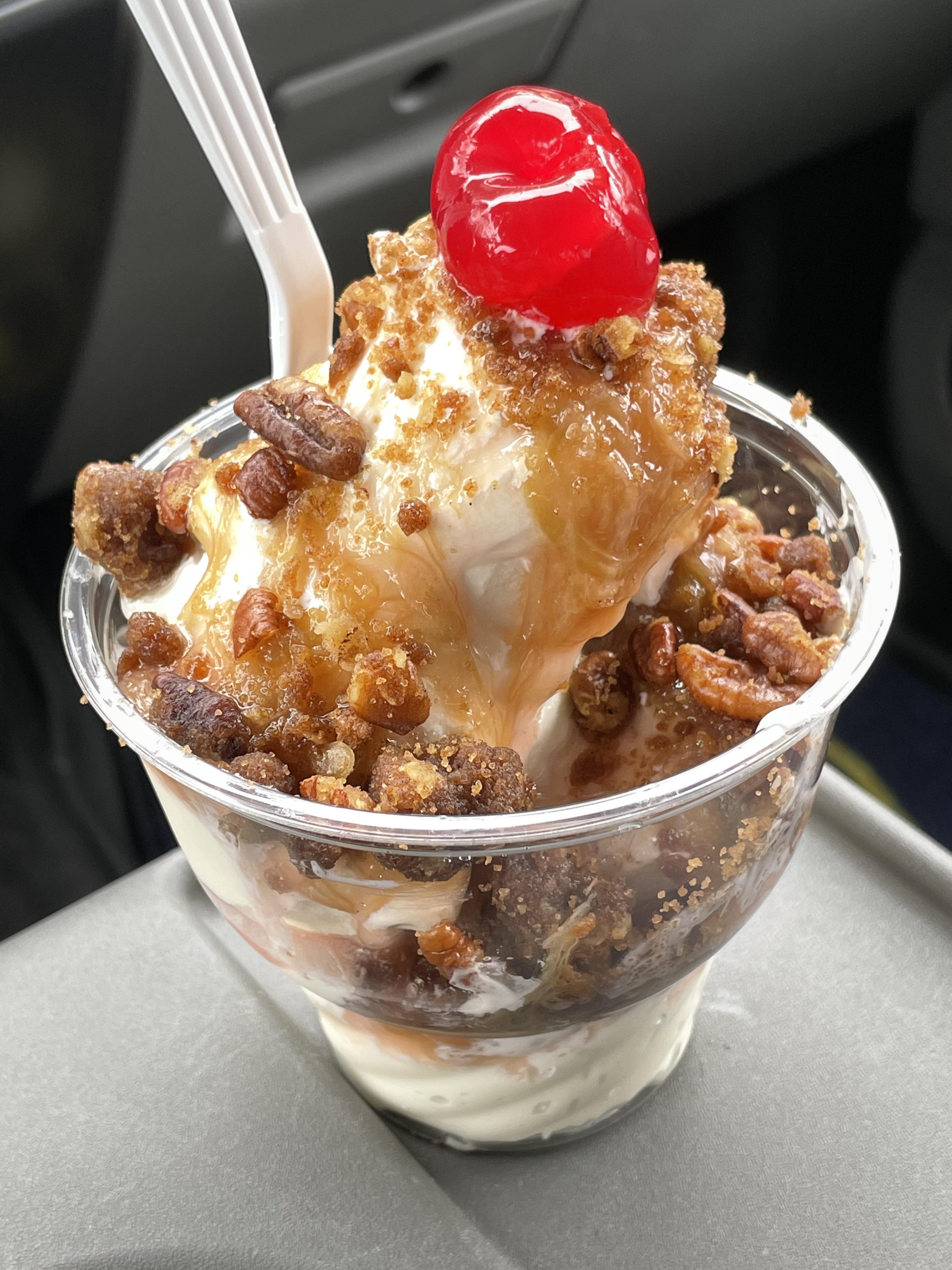 Rhubarb streusel sundae from the local custard stand | Scrolller