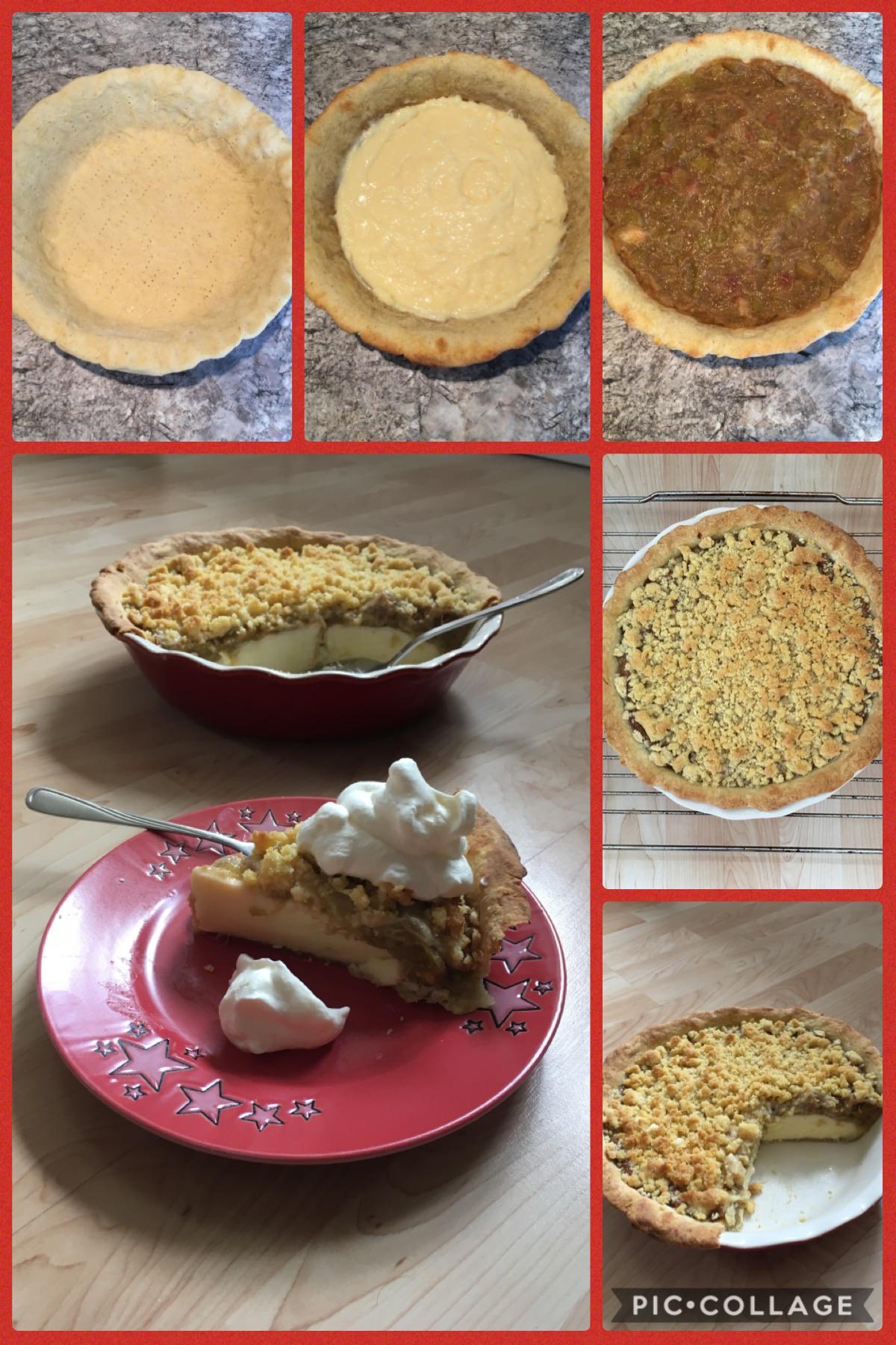 Rhubarb-vanilla pudding-pie 💕(with in process pics) Husband approved :) | Scrolller