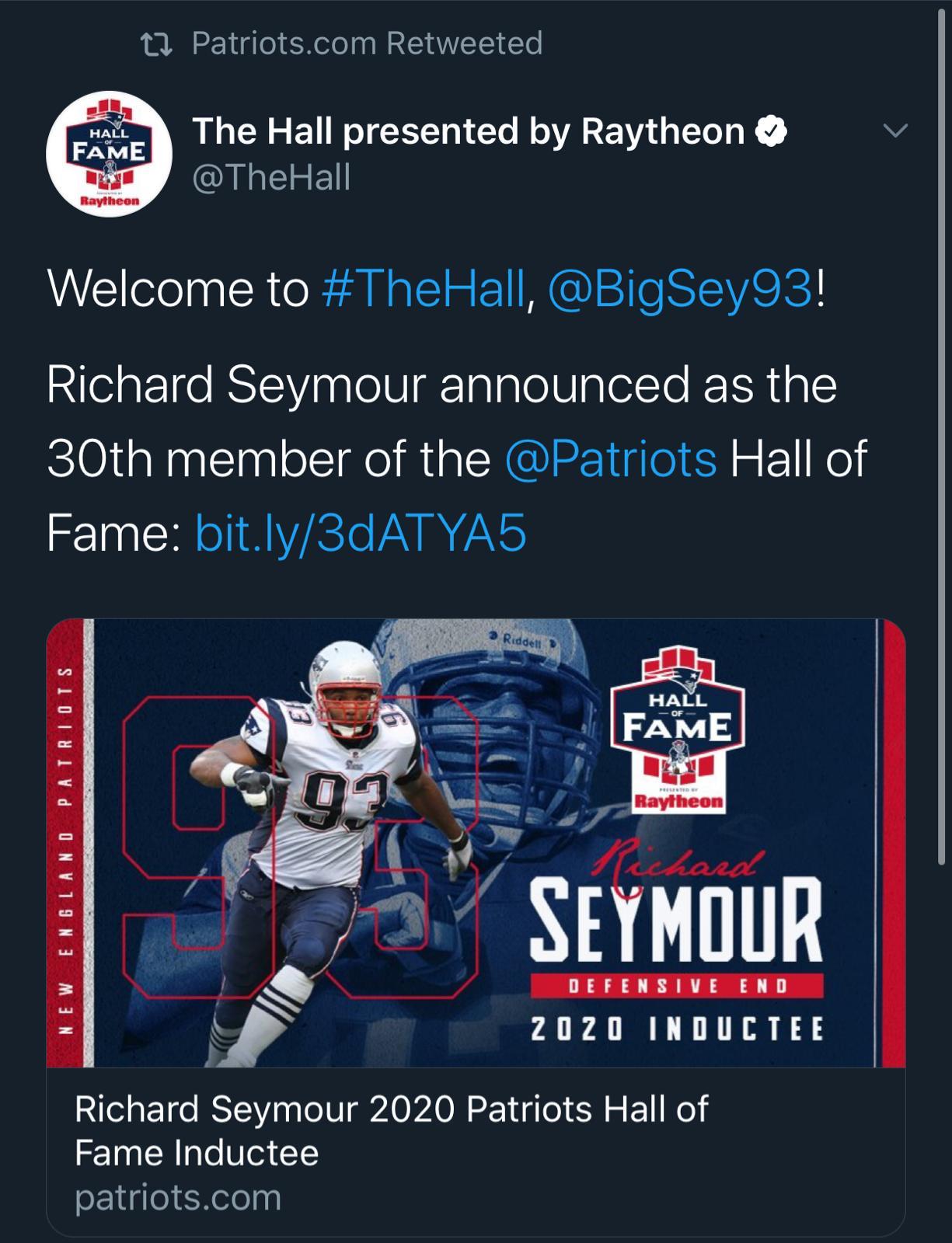 Richard Seymour announced into Patriots HOF | Scrolller