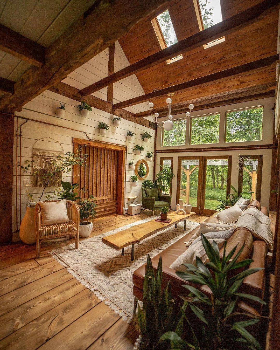 Rustic cabin with exposed beams and skylights in Jewett, Greene County, New York [1080x1349 ...
