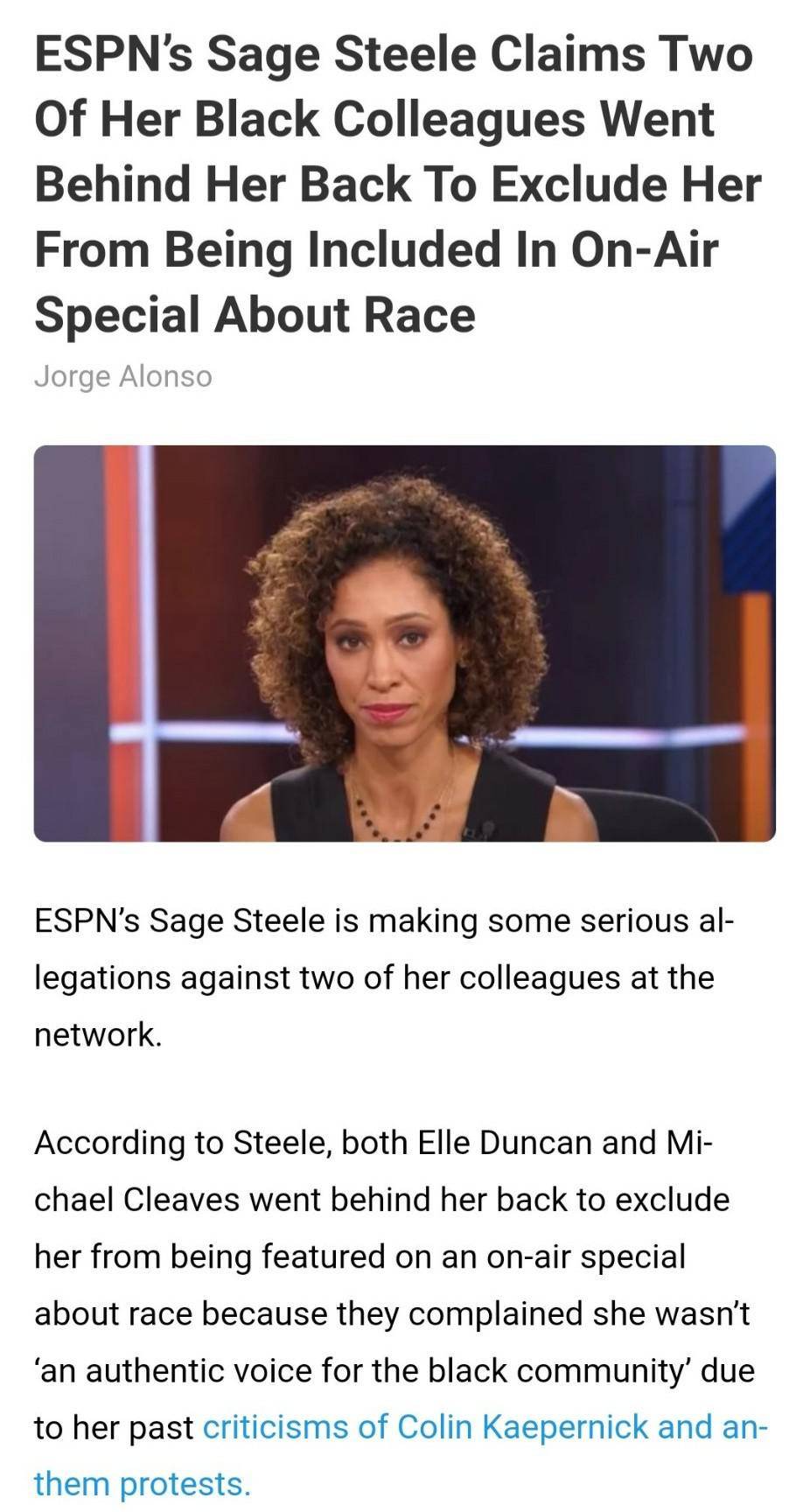 Sage Steele and ESPN's Echo Chamber | Scrolller