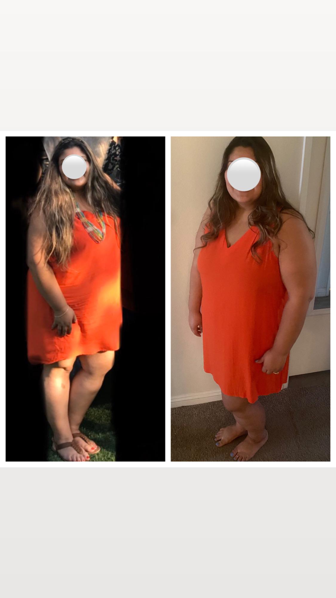 same dress - 22 lb difference. first pic: 270 lbs // second pic: 248 lbs | Scrolller