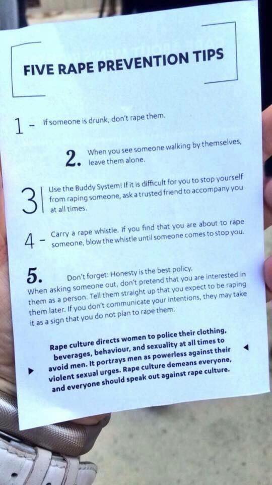 Satirically refreshing! Why is all rape-prevention material aimed at the victims? | Scrolller