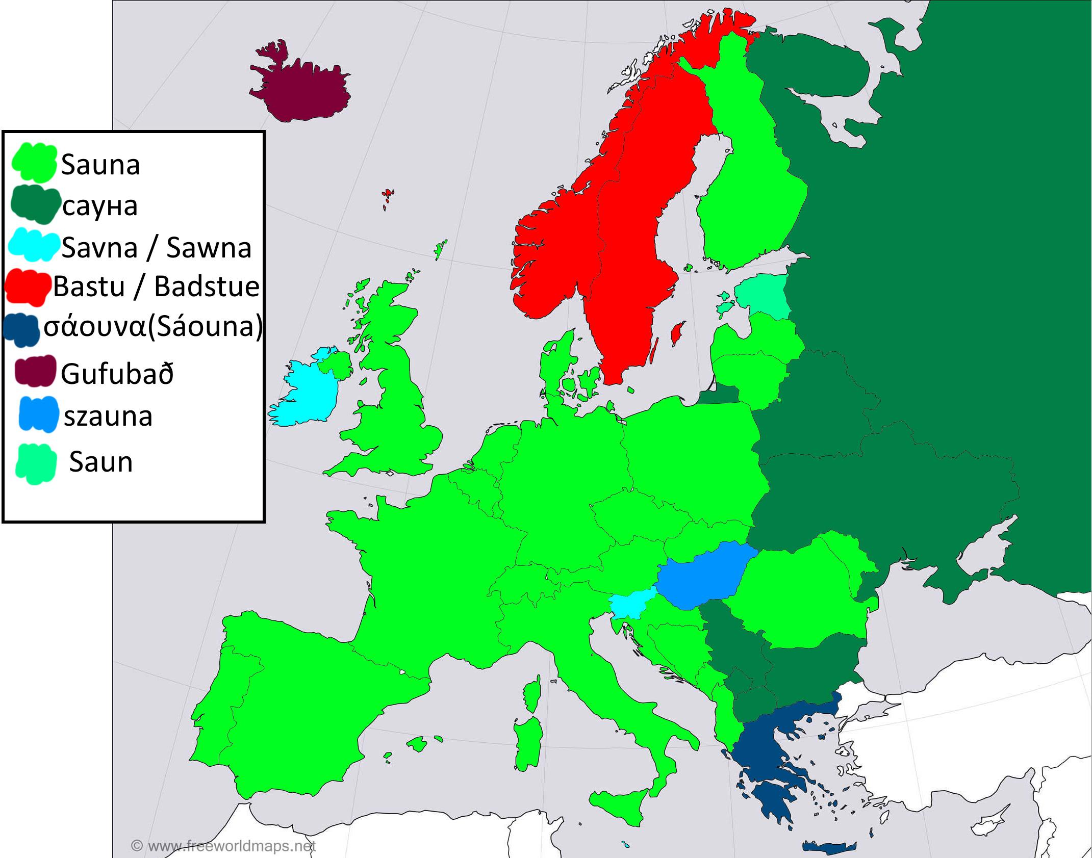 Sauna in different European languages | Scrolller