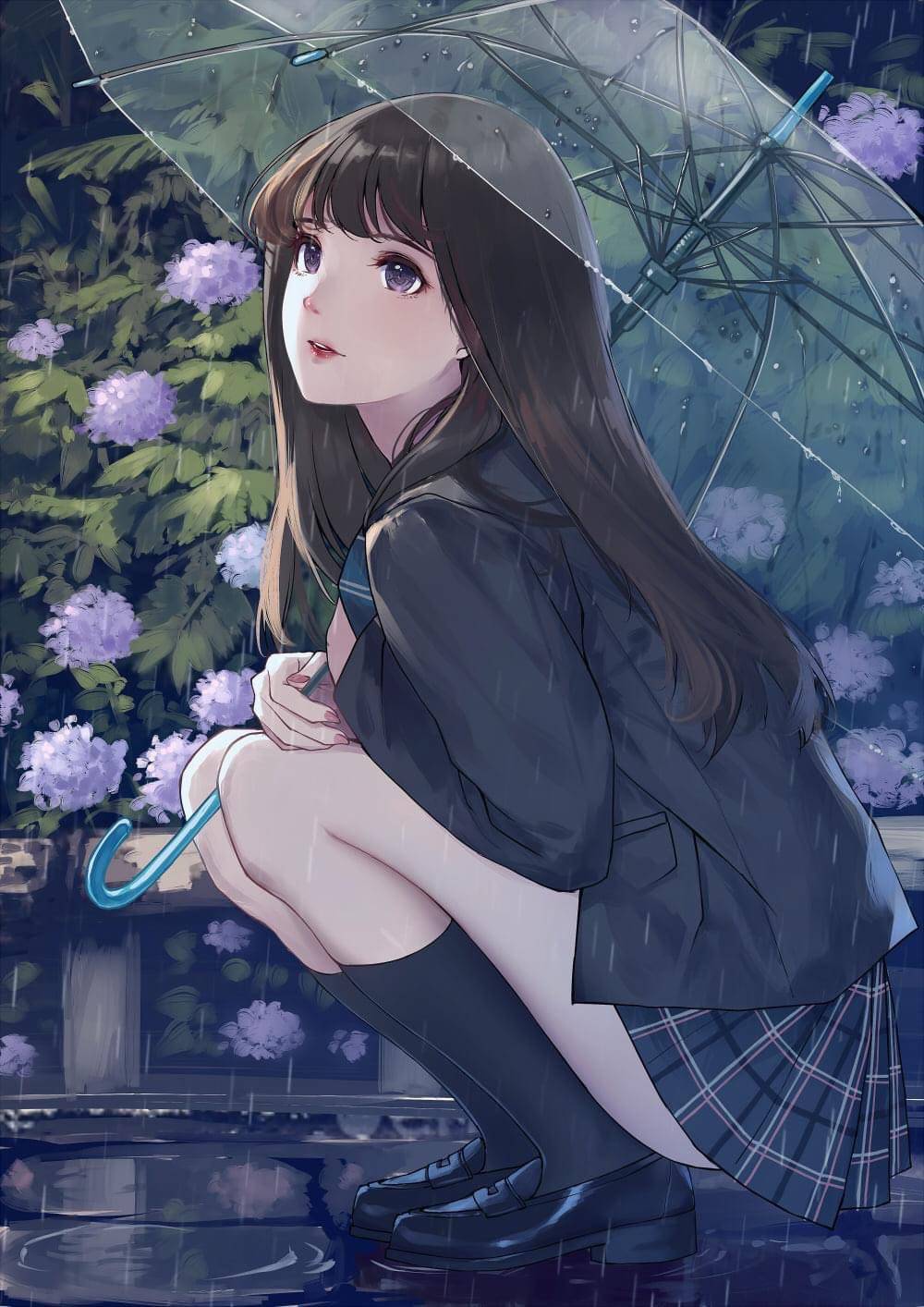 Schoolgirl squatting in rain [Original] | Scrolller