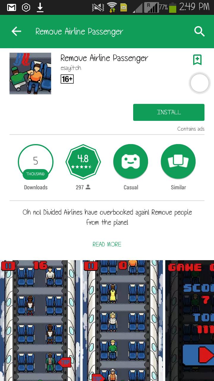 An android game about removing a passenger from an overbooked plane | Scrolller