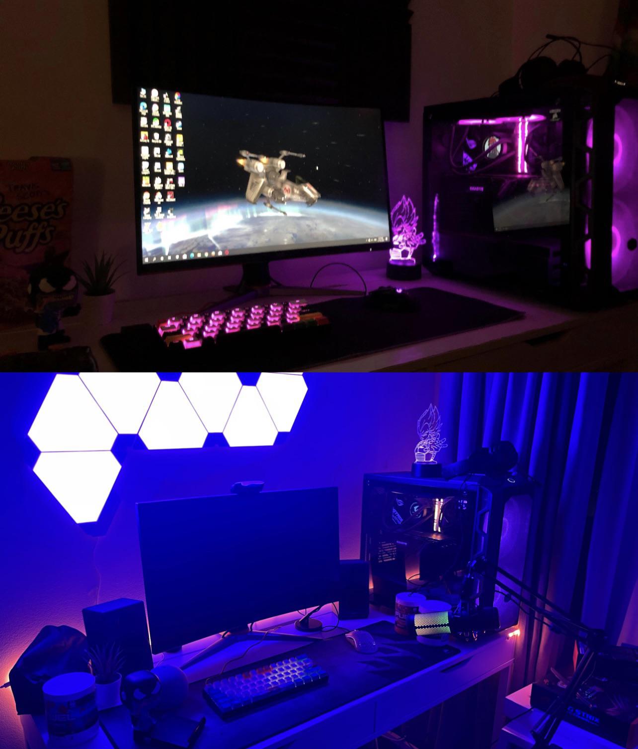 Setup before and after. Very happy with this upgrade my next two steps are a new desk + cable ...