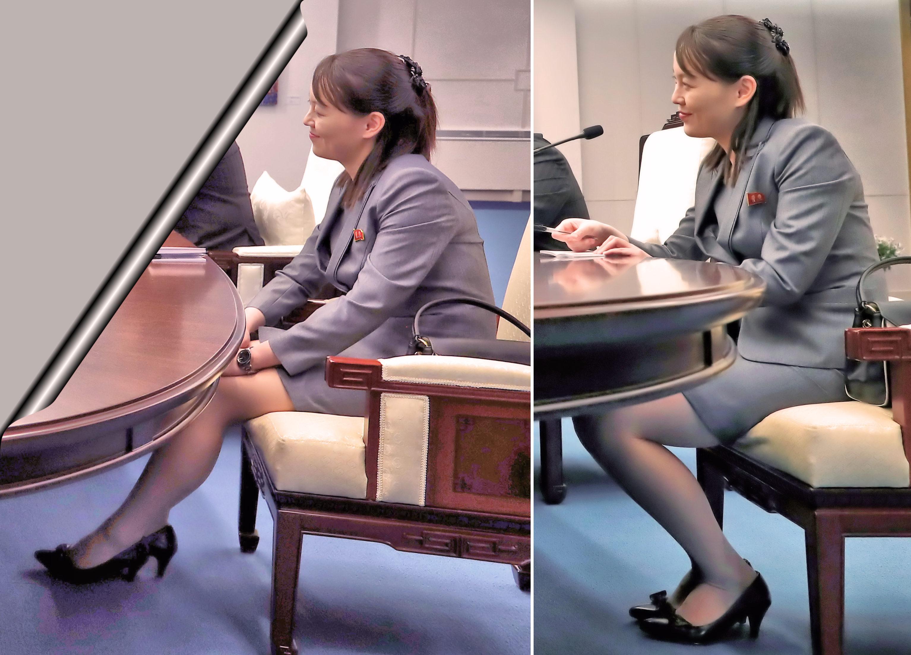 Short skirt and footwork under the table | Scrolller