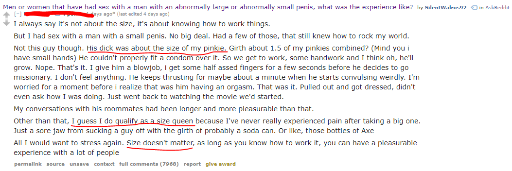 "Size doesn't matter" | Scrolller