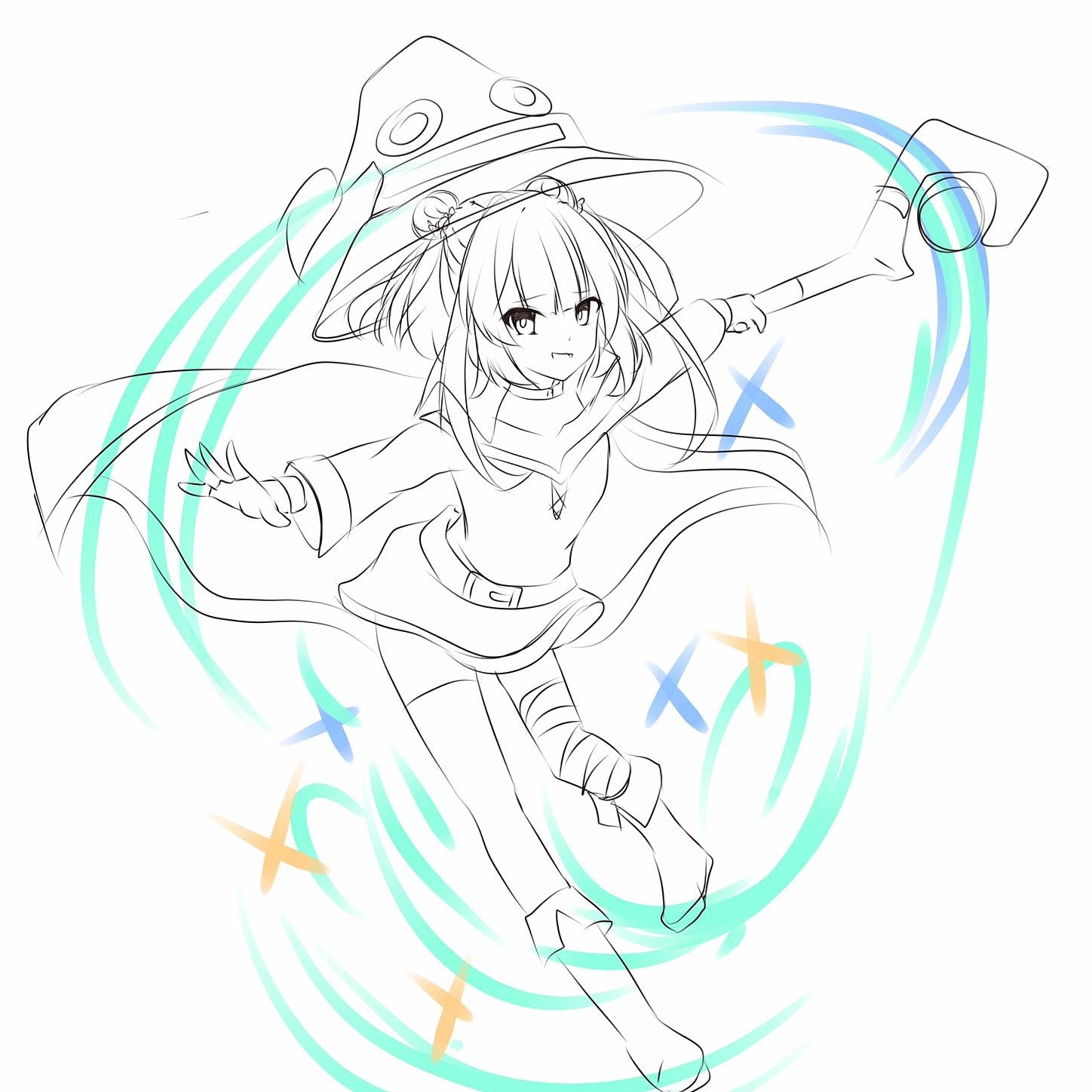 Sketch of Rushia cosplaying as Megumin | Scrolller