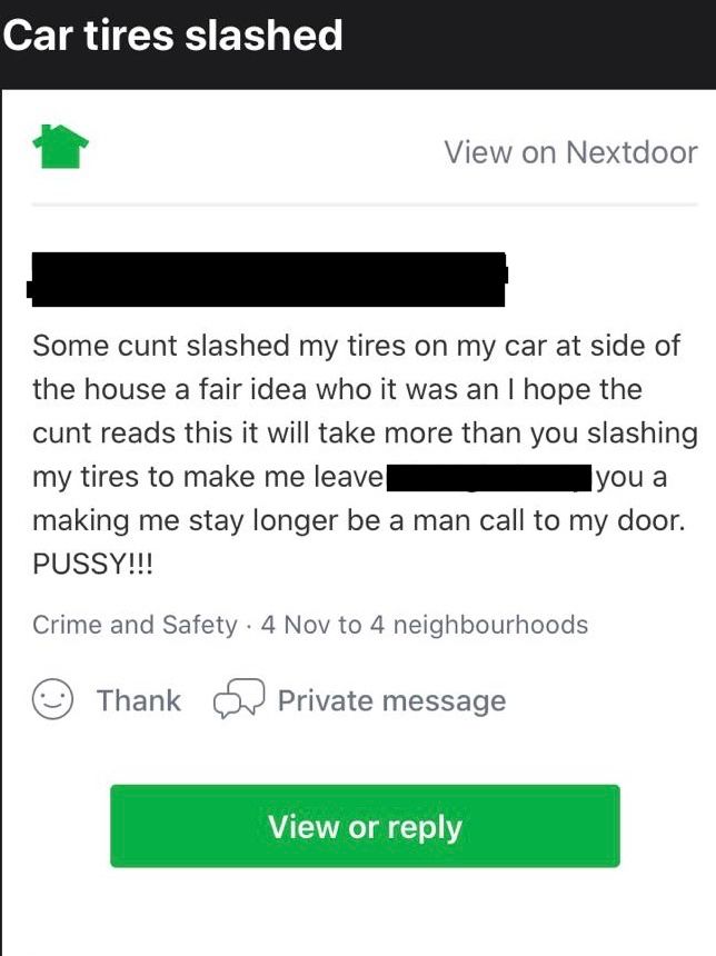 Slashed tires. | Scrolller