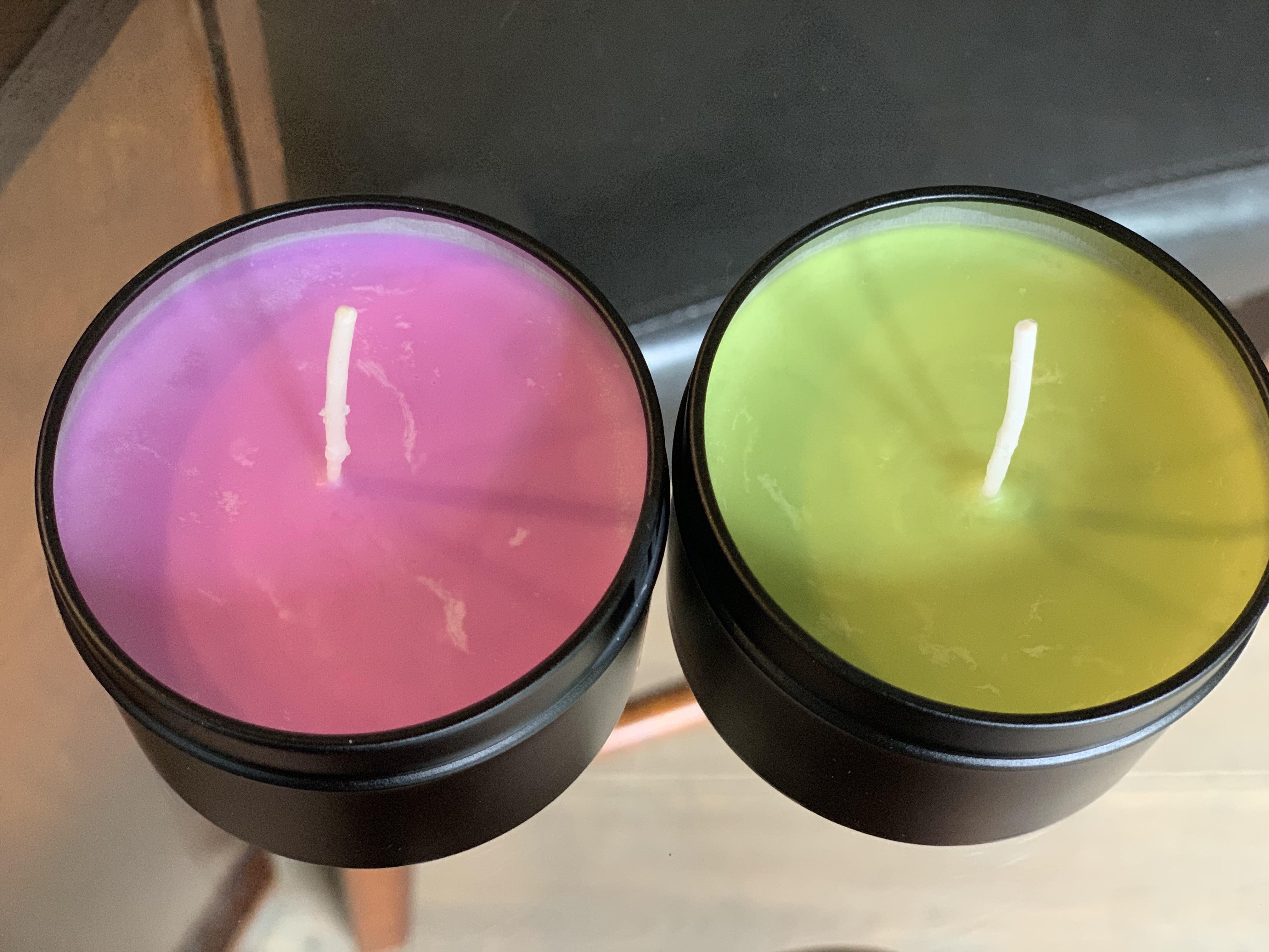 Slight frosting on colored candles | Scrolller