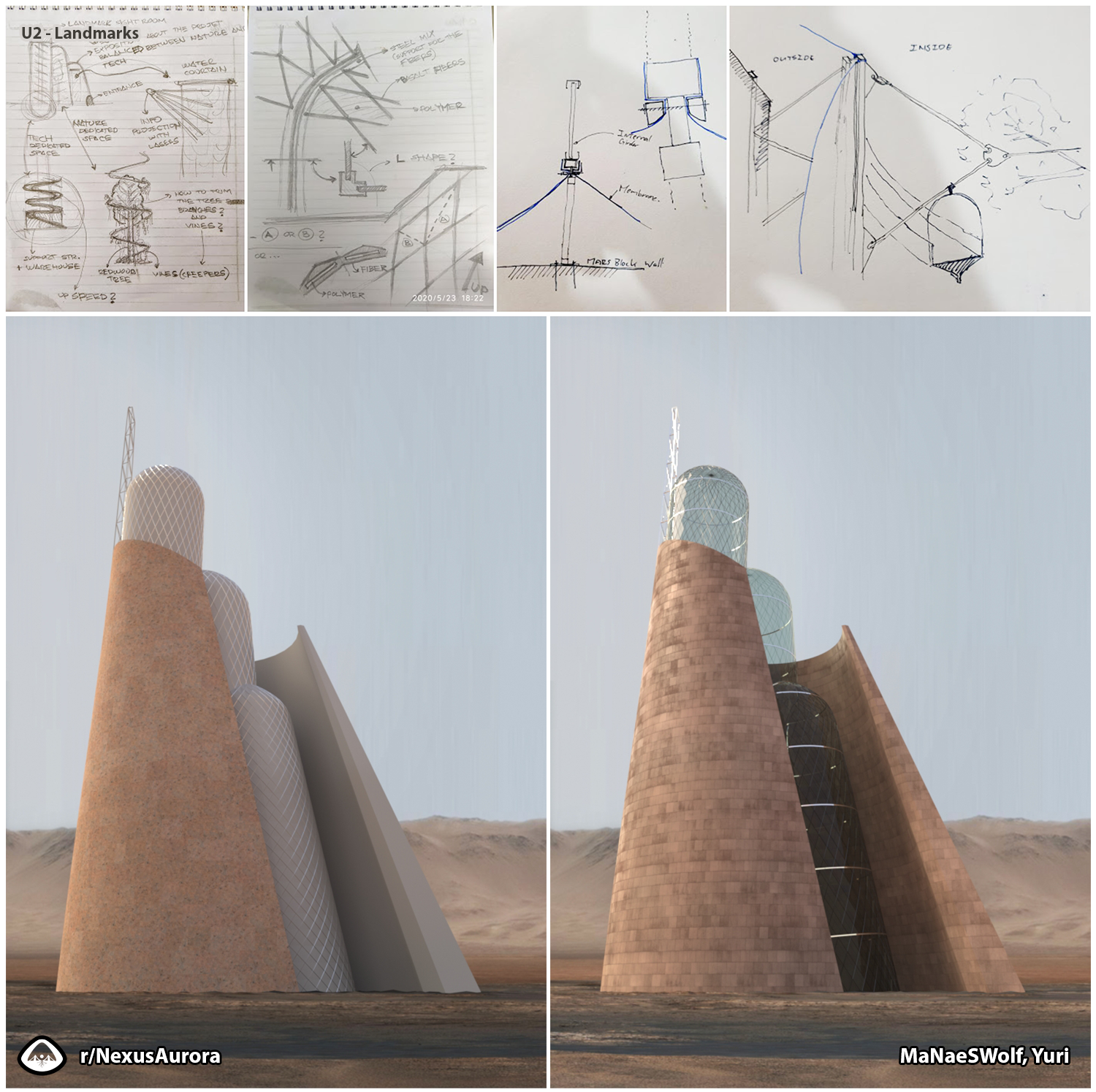 Spare time project: Landmark building on Mars housing a giant Sequoia Tree. I'm preparing this ...
