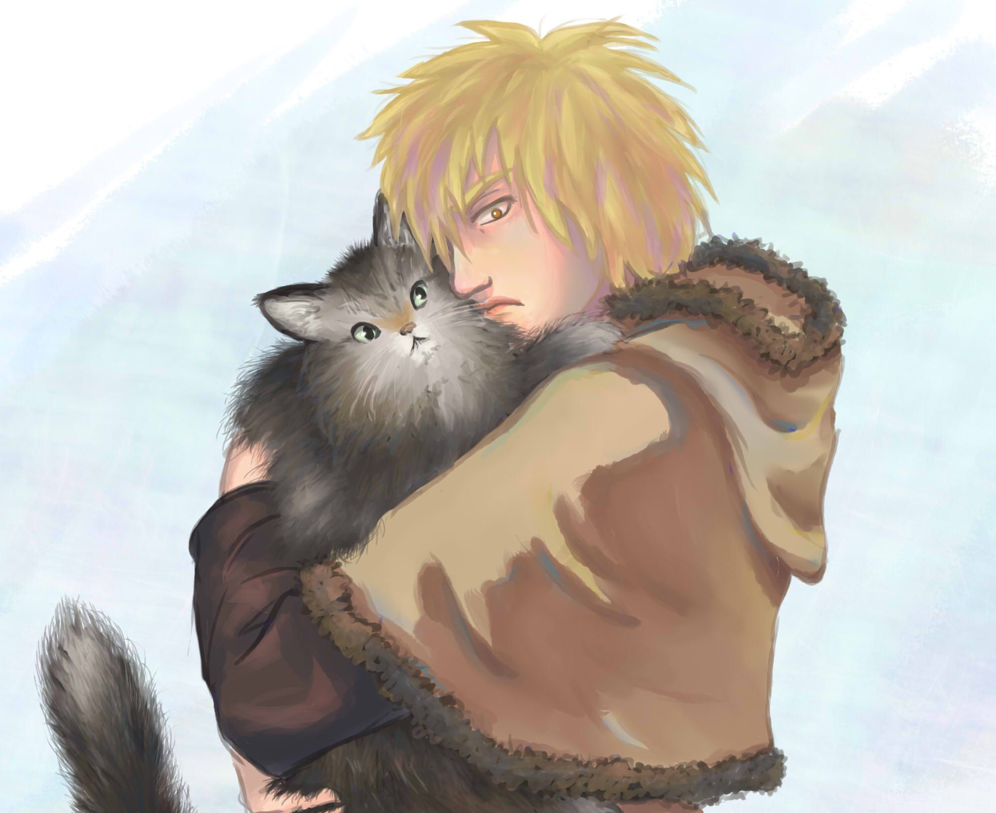[spoilerless] Scruffy boy with fluffy cat [oc] | Scrolller