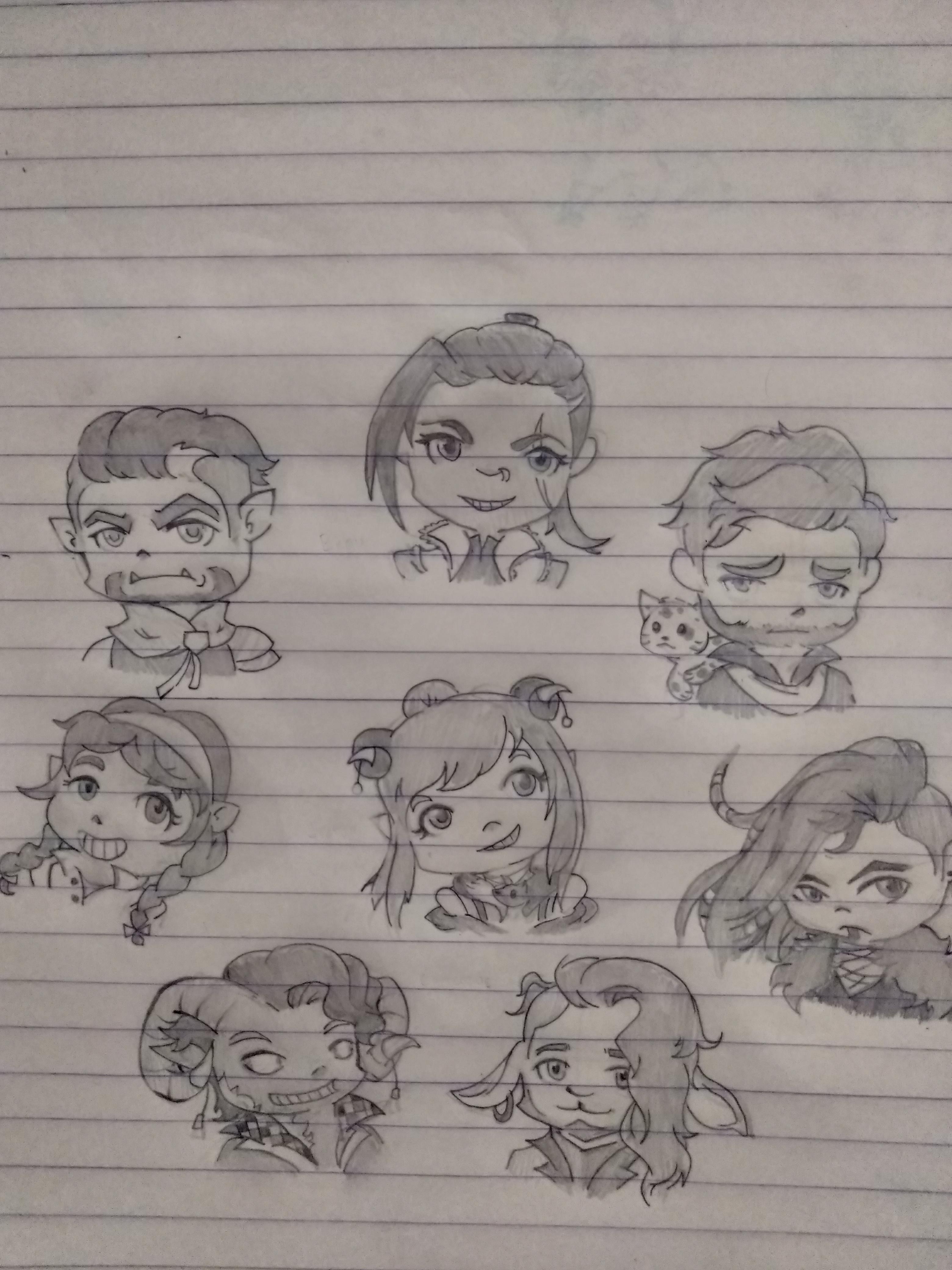 [Spoilers C2E48] Doodled the mighty nein while rewatching old episodes. I felt a little proud of ...