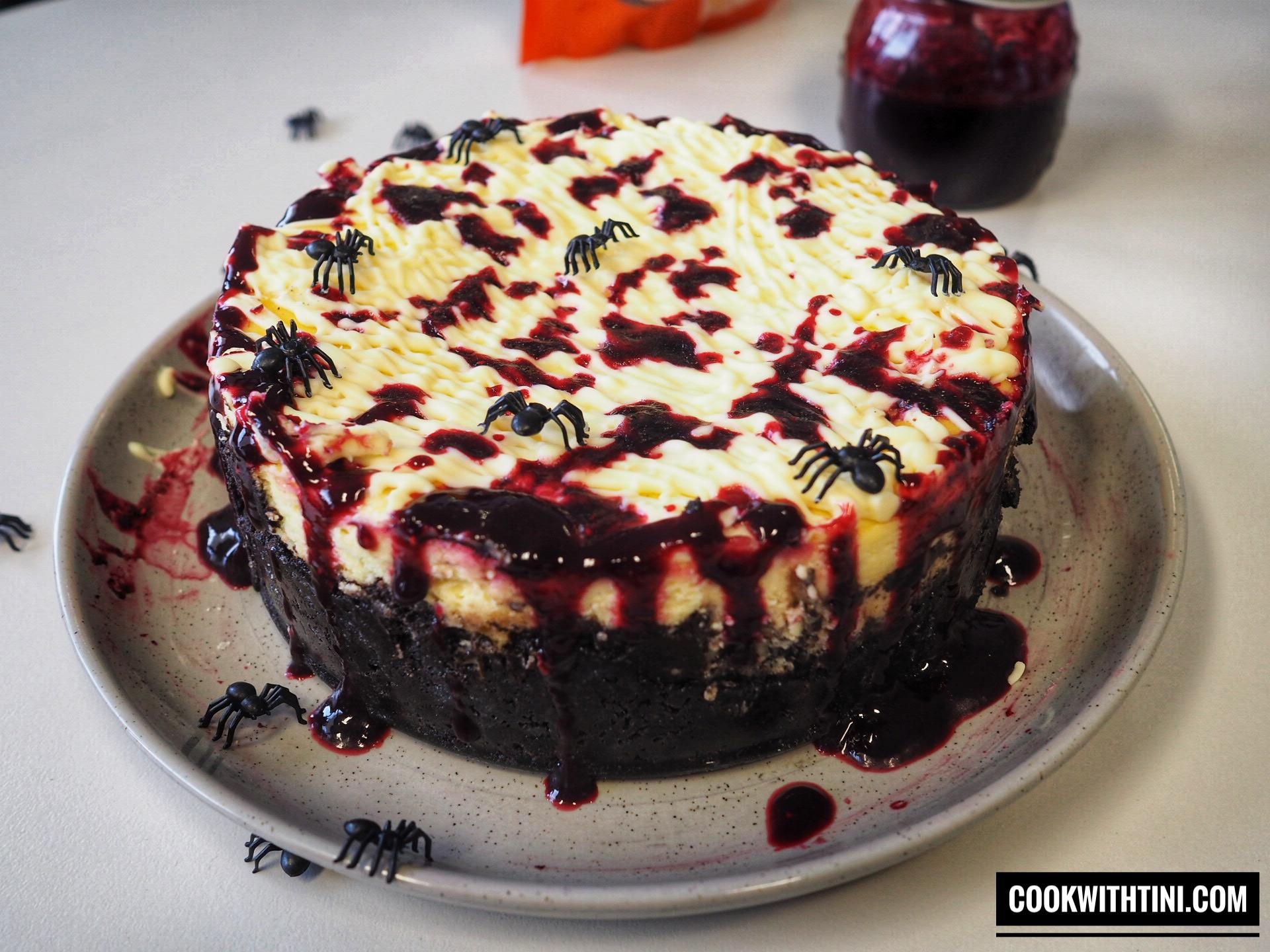 spooky cheesecake - New York cheesecake with raspberry and white chocolate | Scrolller